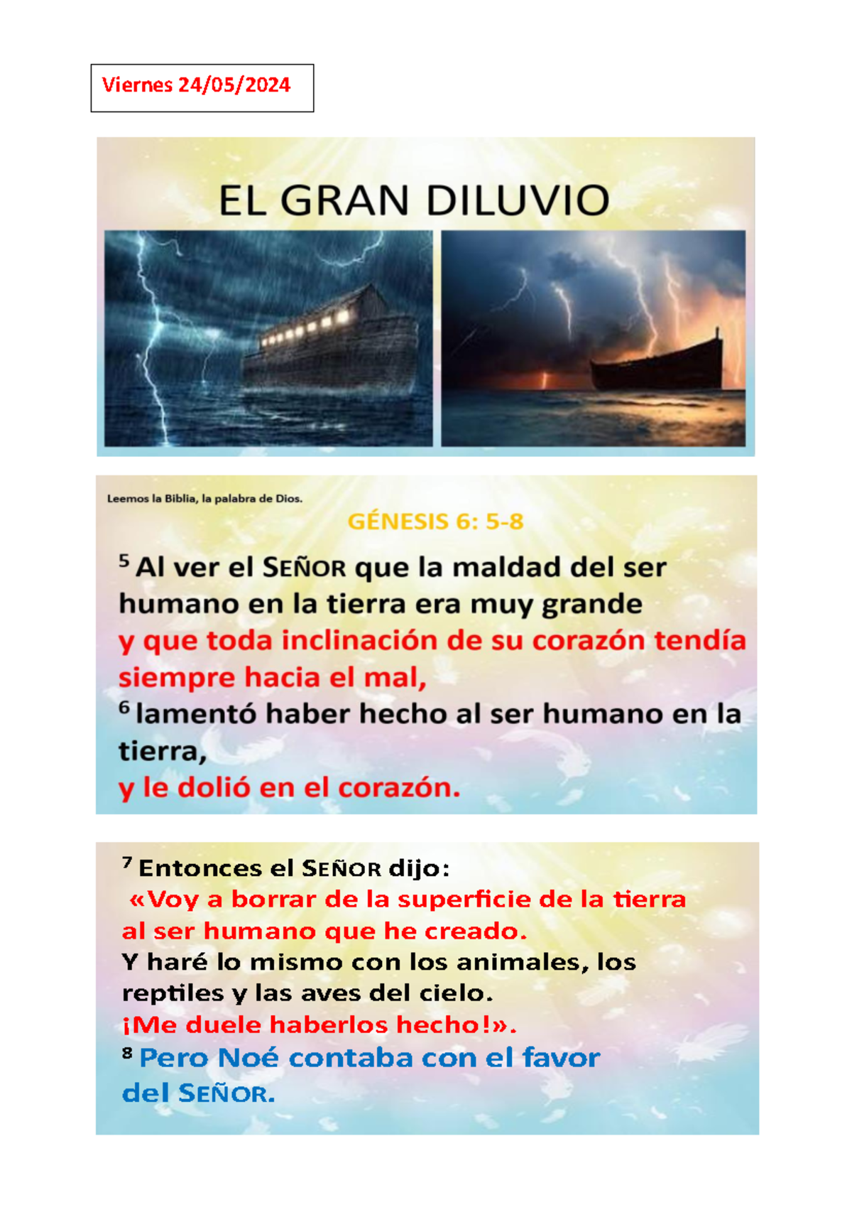 EL GRAN Diluvio 1 Grado Actividad - comunicación - Viernes 24/05/ 23/ 0 ...