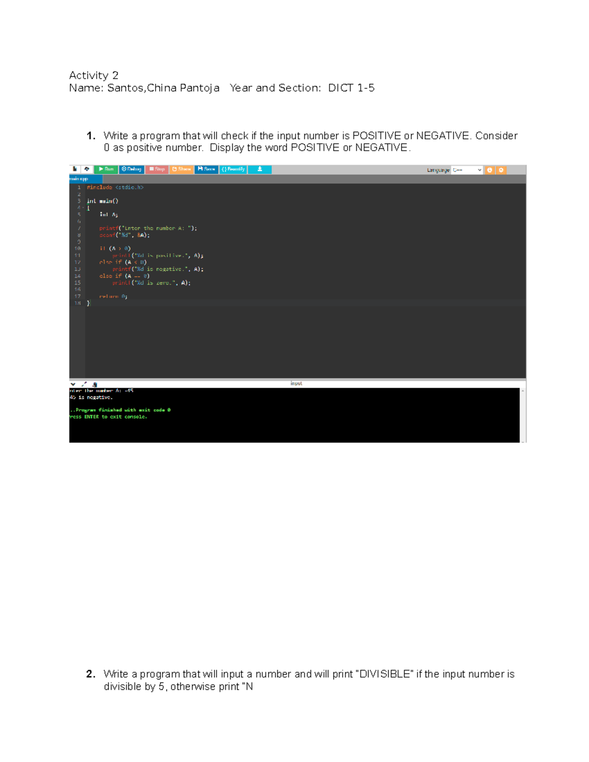 Kopya pa - wala sagot program - Activity 2 Name: Santos,China Pantoja ...