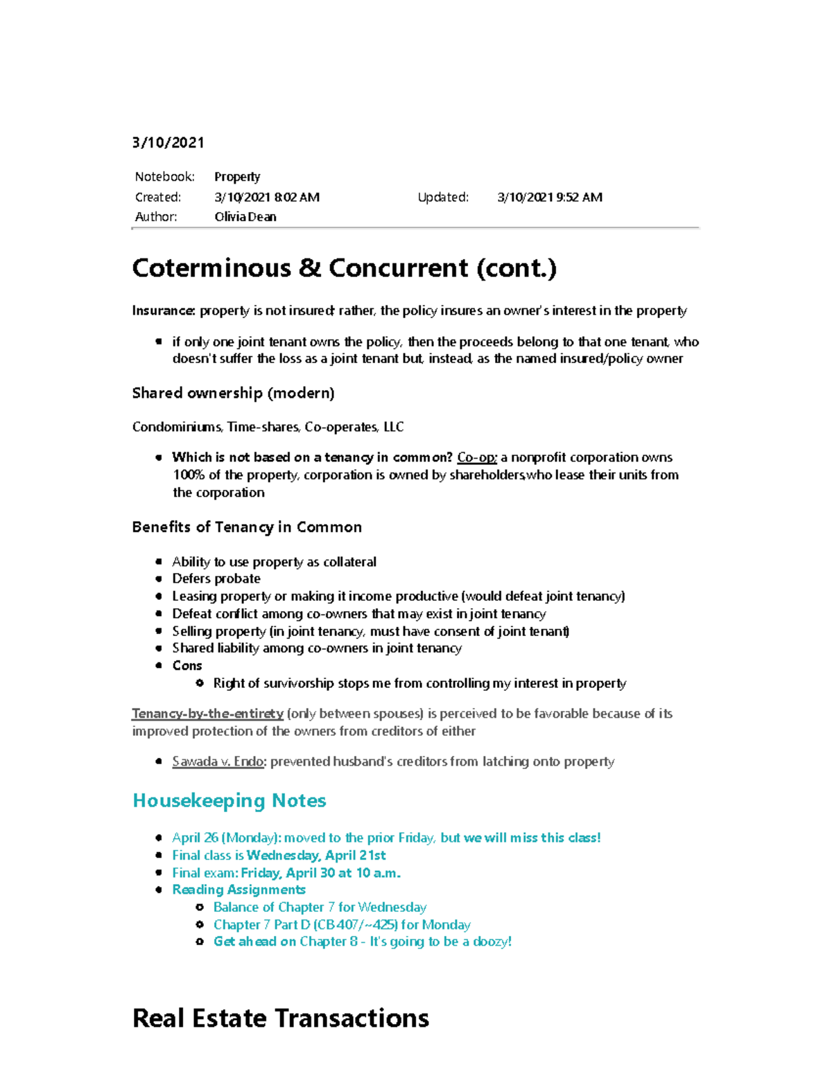 Coterminous & Concurrent - Notebook: Property Created: 3/10/2021 8:02 ...