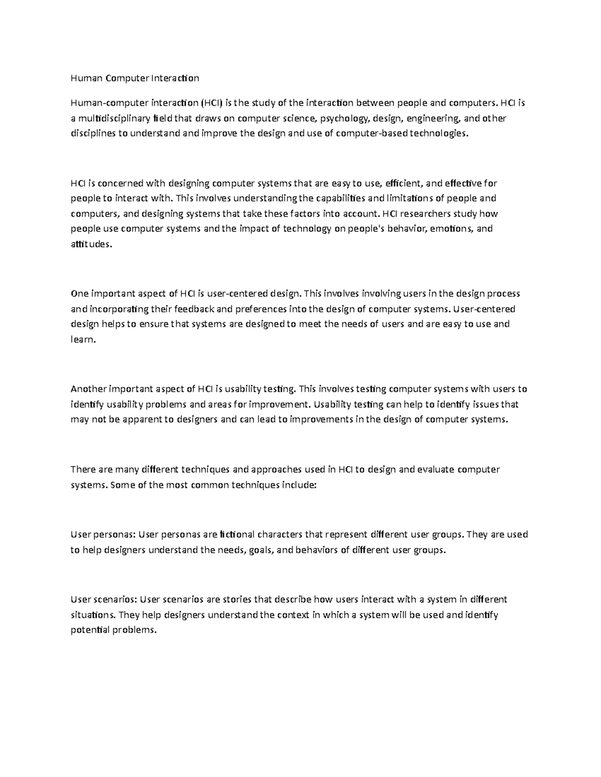 Human Computer Interaction Human Computer Interaction Human Computer