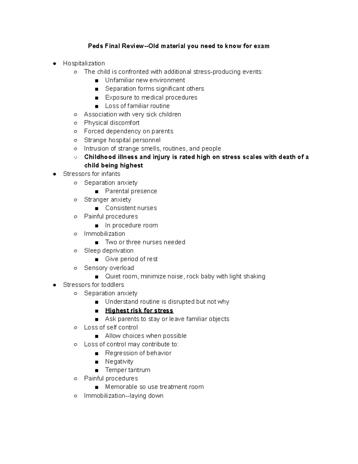 Peds Final Review - Peds Final Review-Old material you need to know for ...