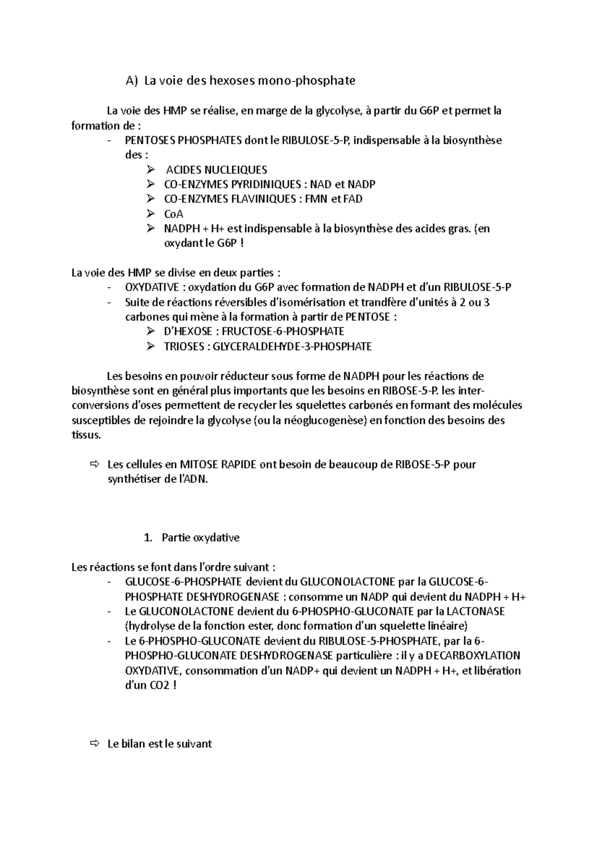 Les-HMP - notes de cours L3S5 - A) La voie des hexoses mono-phosphate ...