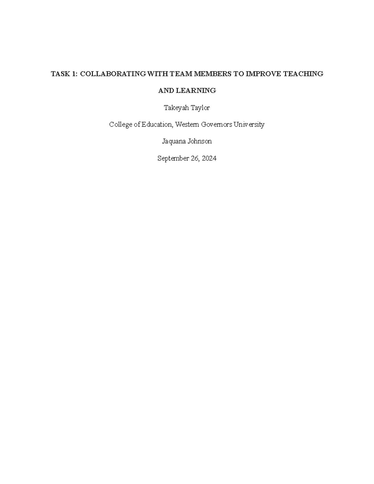 D188 TASK 1 Passed Collaborating with Team Members - TASK 1 ...