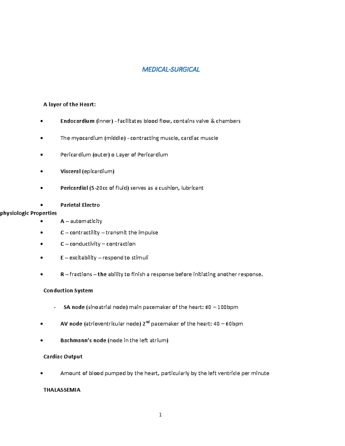 Medical Surgical Nursing Notes - 1 MEDICAL-SURGICAL A layer of the ...