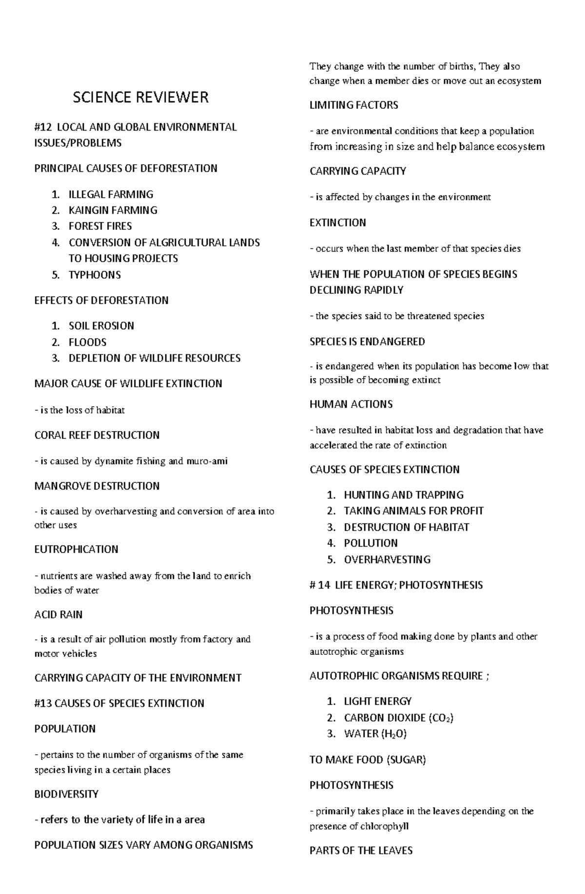 SCIENCE 9 SECOND QUARTER - SCIENCE REVIEWER #12 LOCAL AND GLOBAL ...