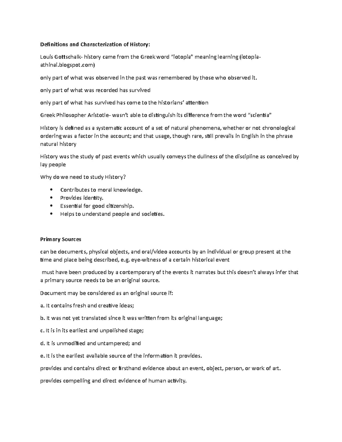 HIST100 - ... - Definitions and Characterization of History: Louis ...