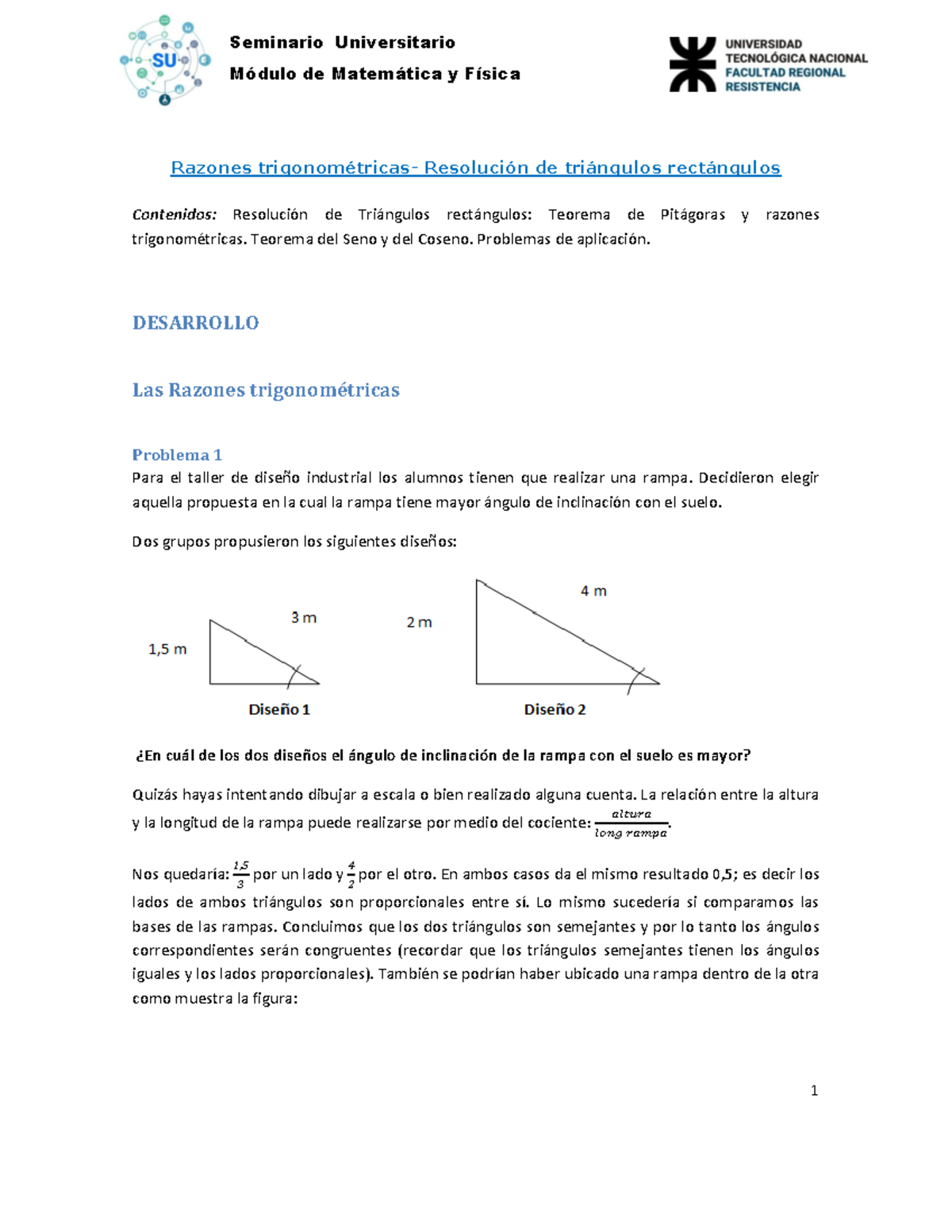 Teoria 98b6da7b20af62fc49878 d5990d49caa - Módulo de Matemática y Física Razones trigonométricas ...