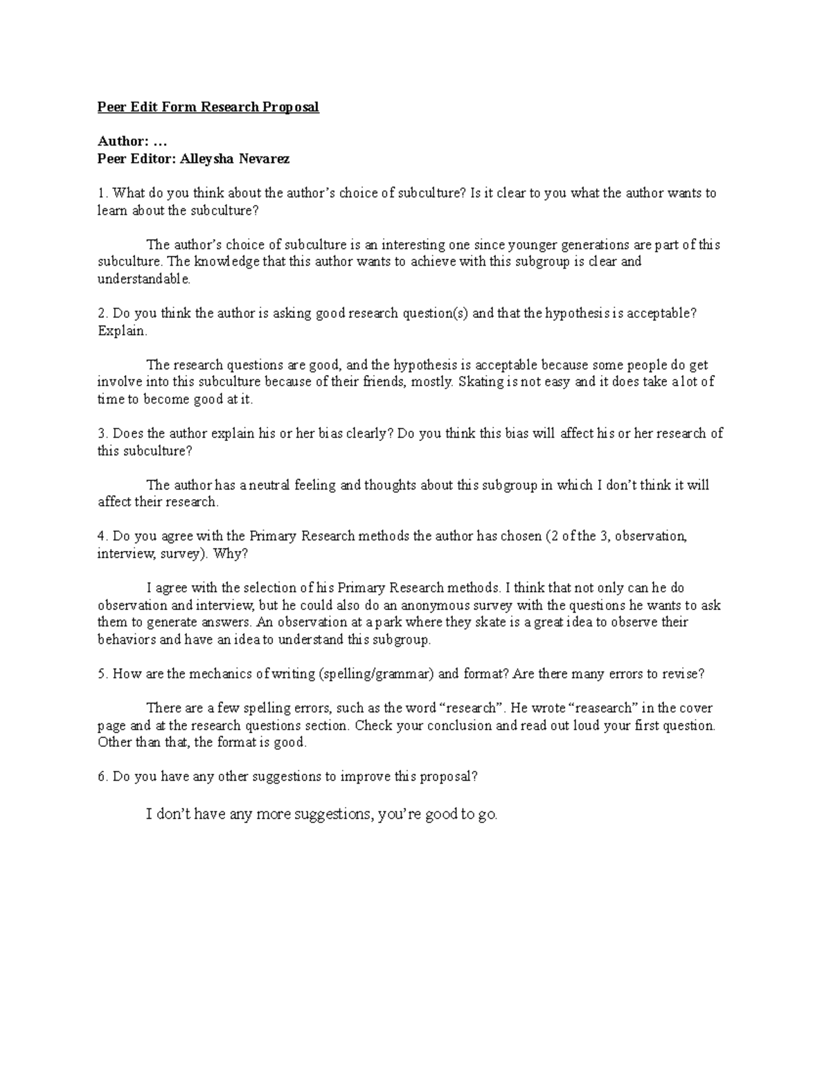 Peer Edit Form Research Proposal - Peer Edit Form Research Proposal ...