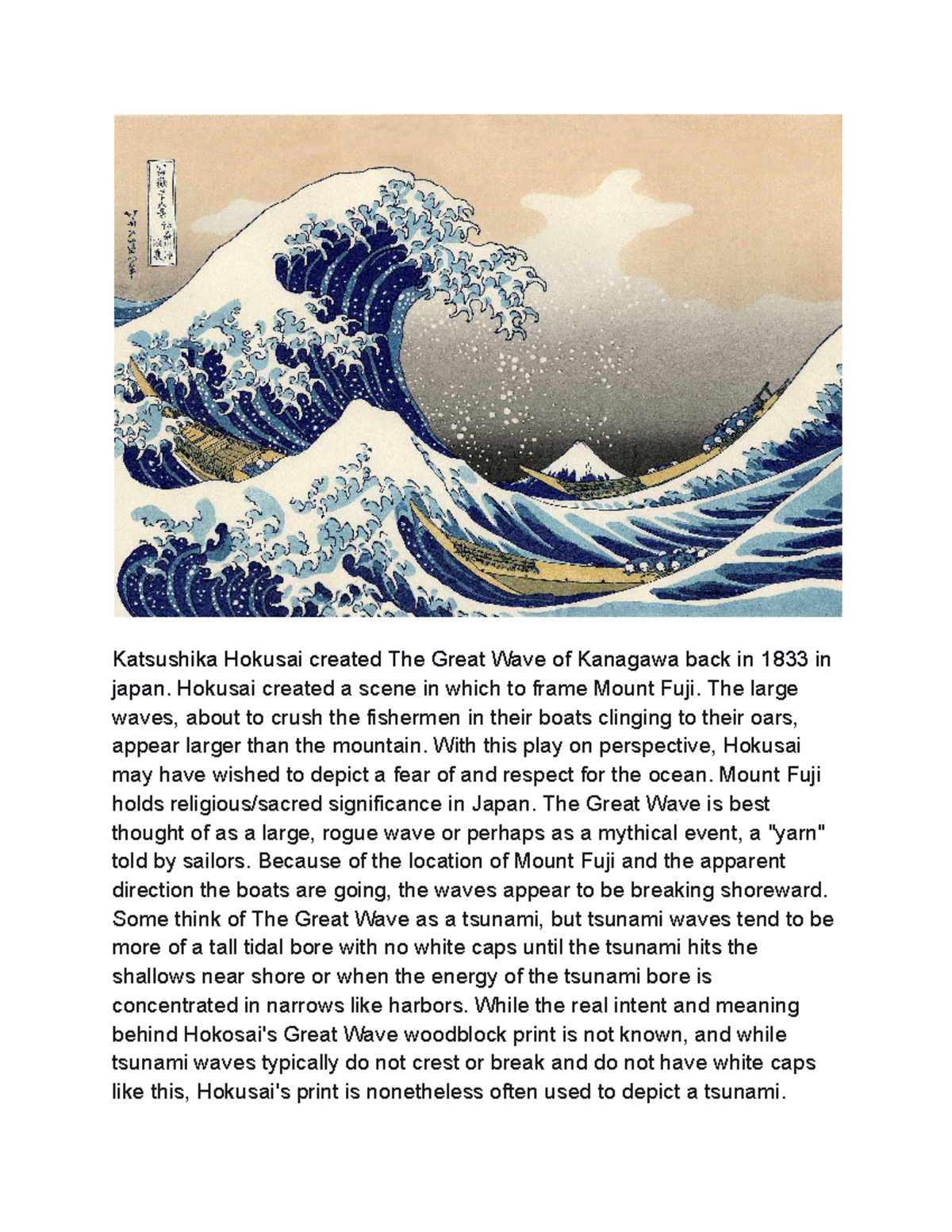 The Great wave of Kanagawa - Hokusai created a scene in which to frame ...