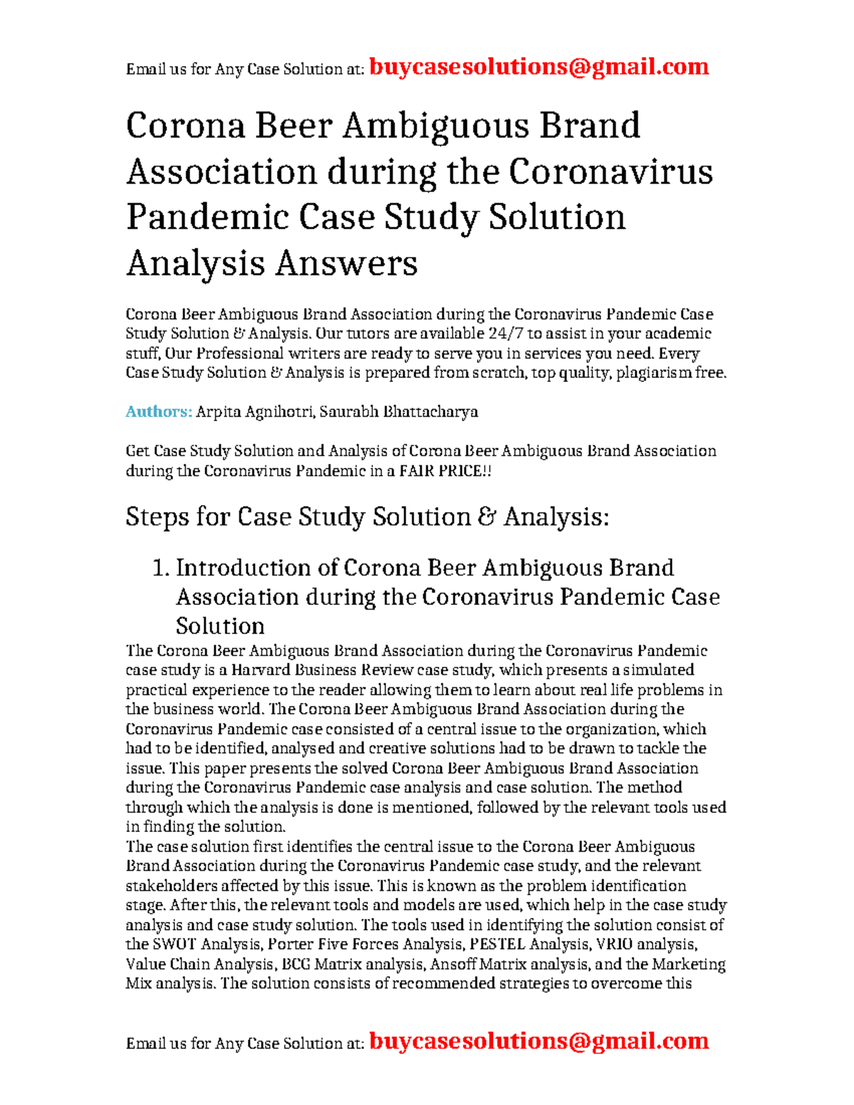 Case Solution Corona Beer Ambiguous Brand Association during the ...