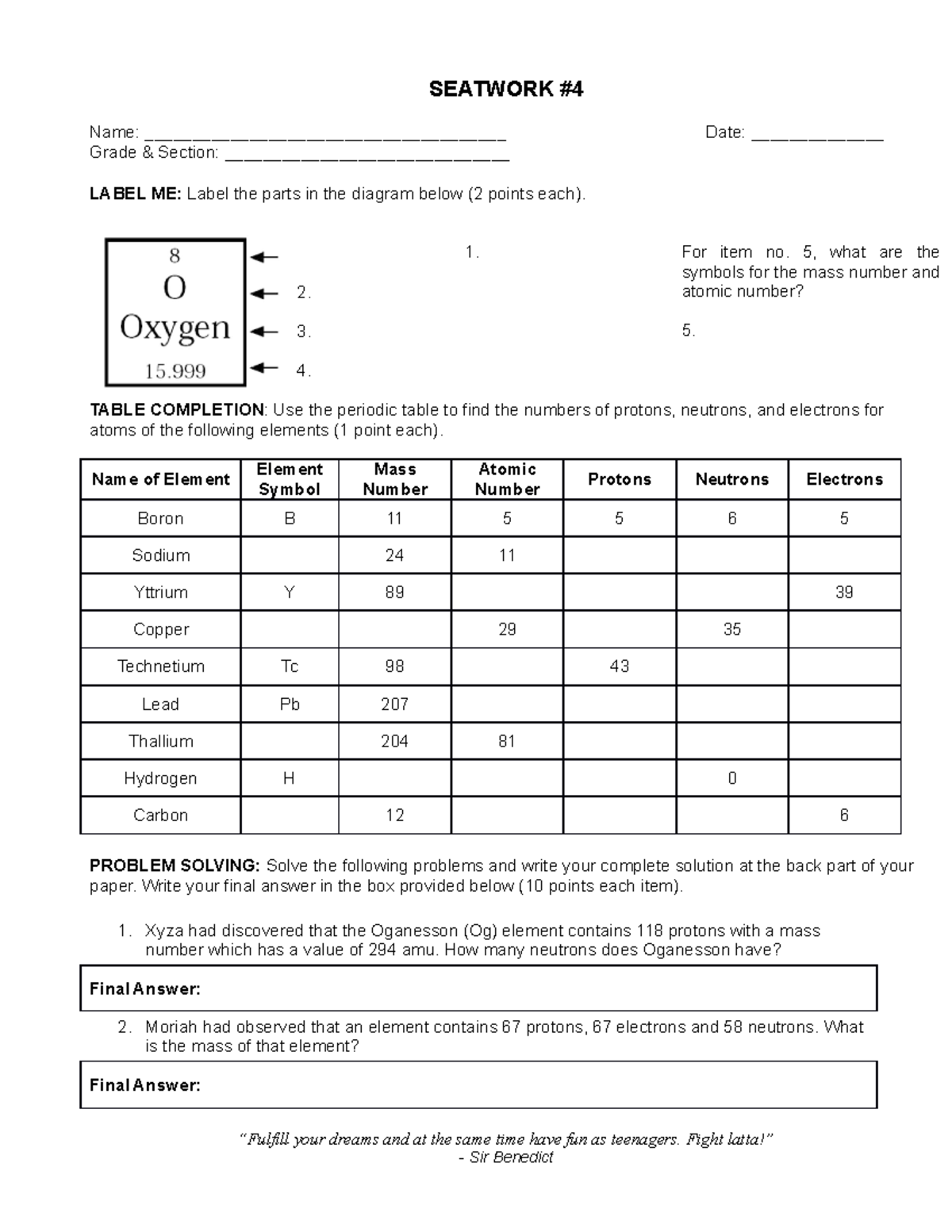 Drill 4 - SEATWORK Name: ______________________________________ Date ...