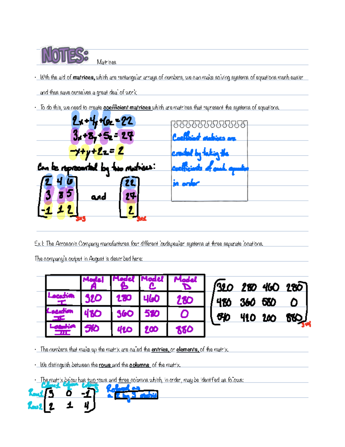 2.4 Notes - Matrices - Matrices With the aid of matrices, which are ...