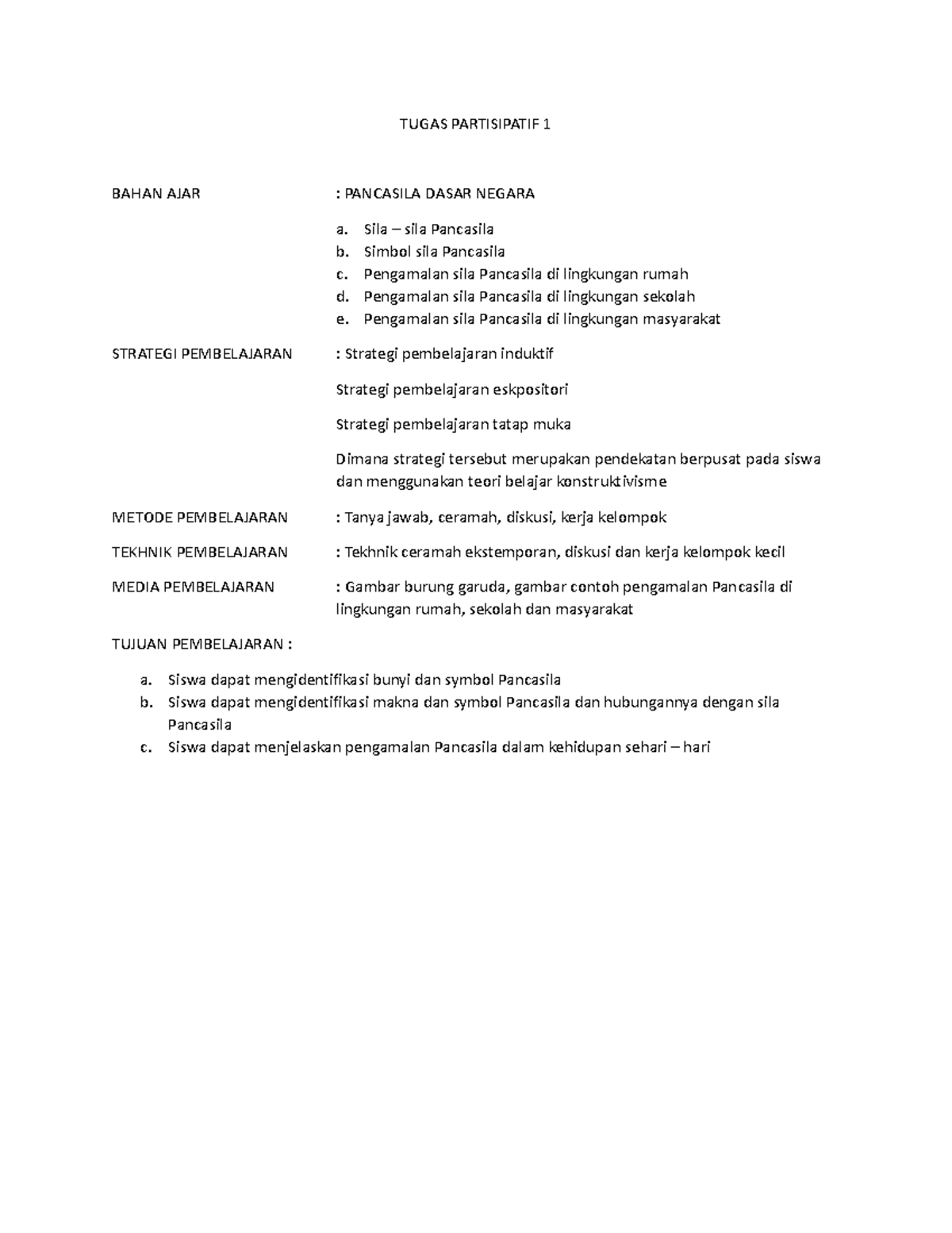 Tugas Partisipatif 1 - TUGAS PARTISIPATIF 1 BAHAN AJAR : PANCASILA ...