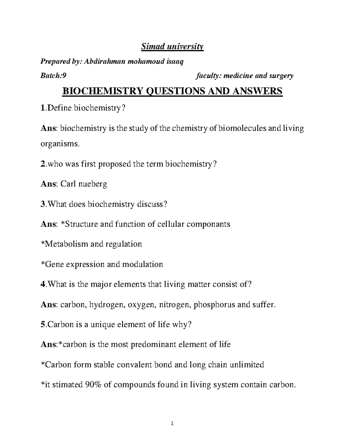 Biochemistry questions-2 - Anatomy - Studocu