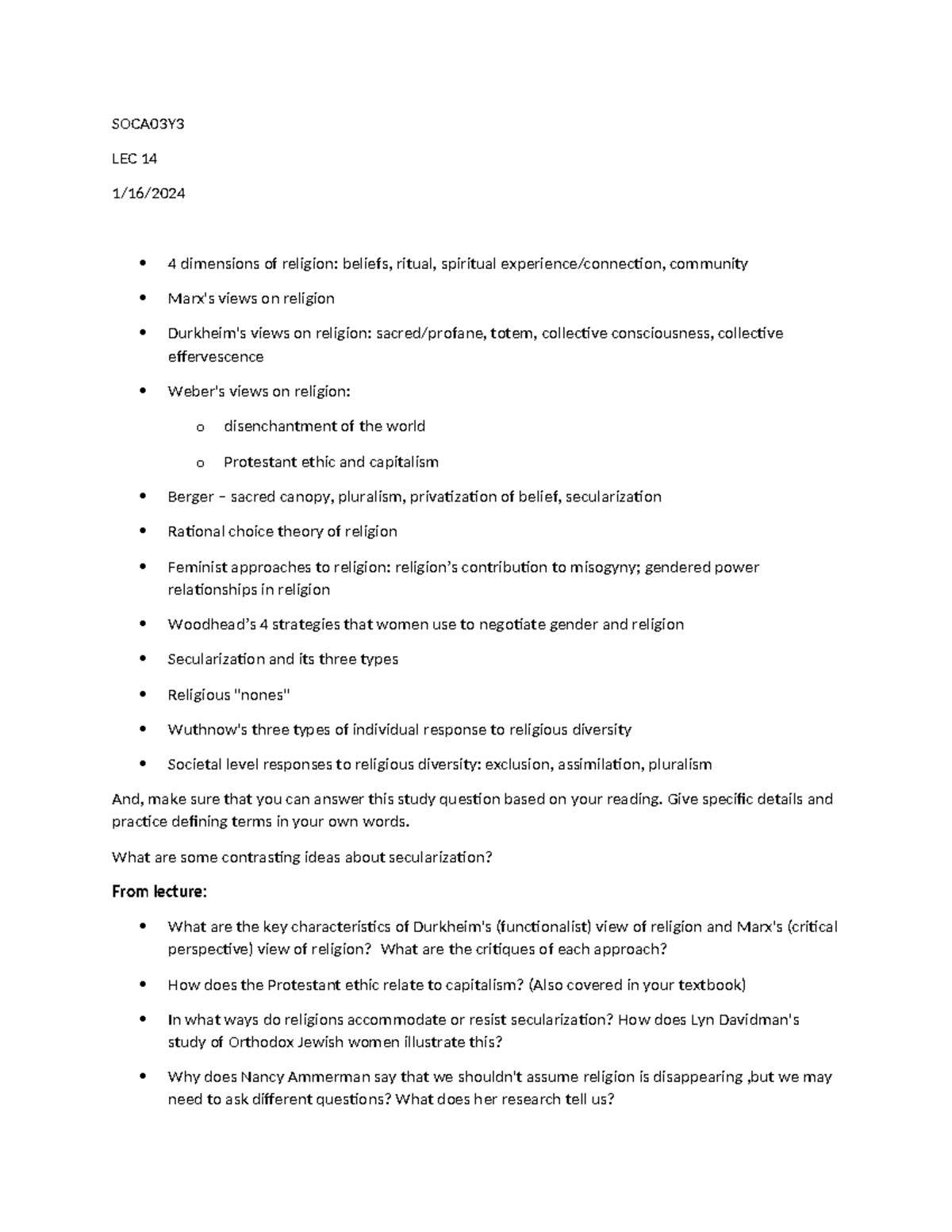 SOCA03Y3 LEC 14 - soc03Y3 LEC NOTES - SOCA03Y LEC 14 1/16/ 4 dimensions ...