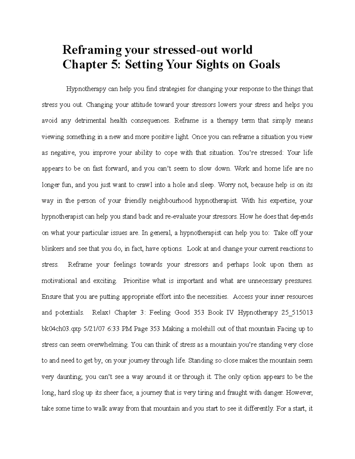 Reframing your Sales - Reframing your stressed-out world Chapter 5 ...