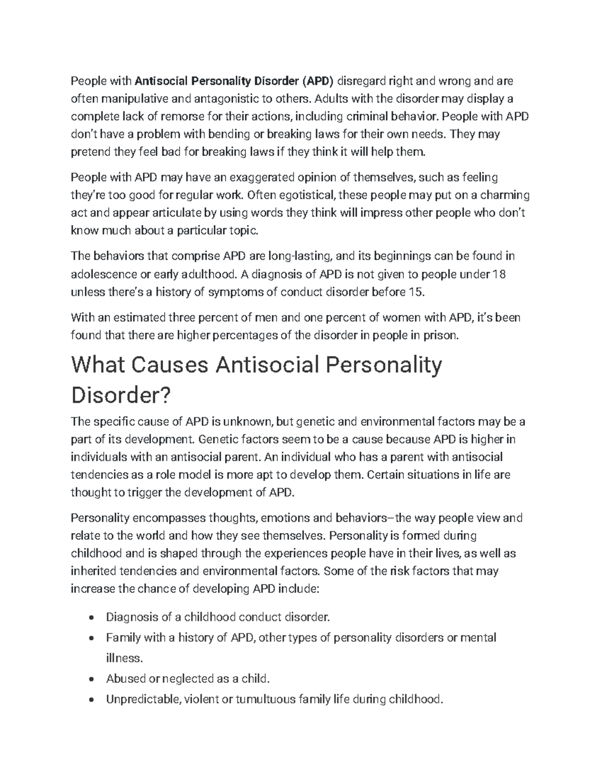 Antisocial Personality Disorder Notes - People with Antisocial ...