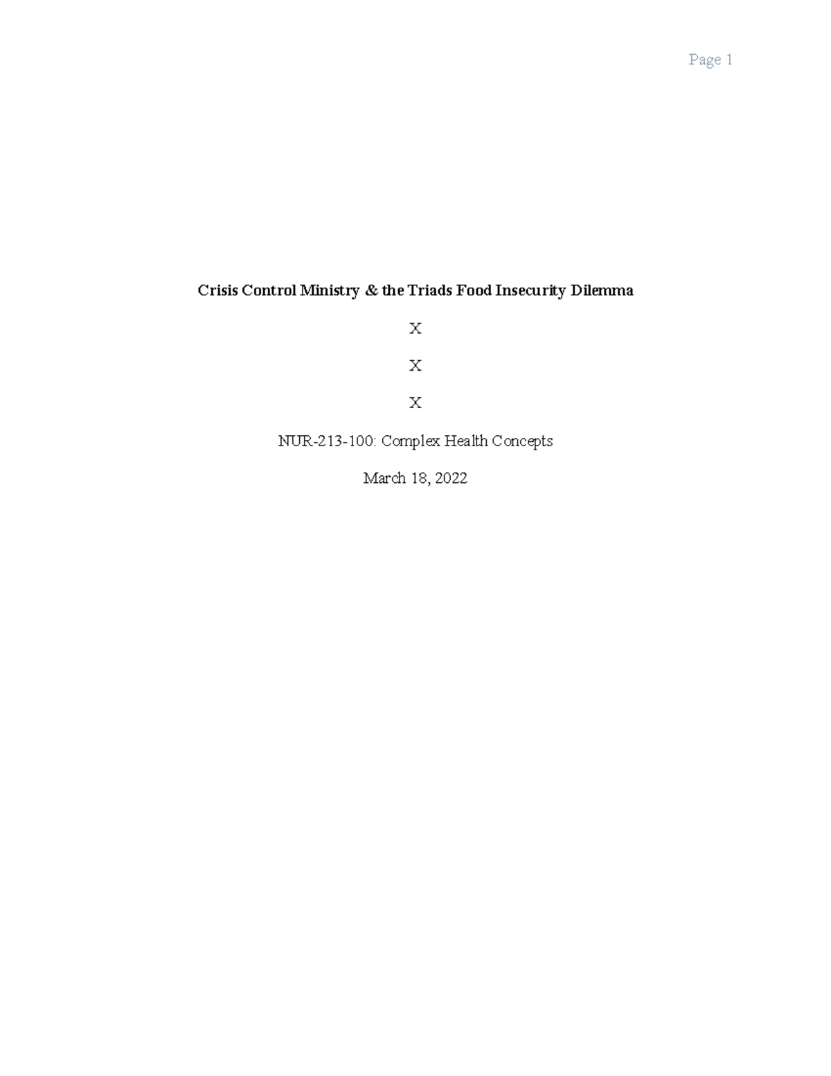 Service Learning Essay Example - Crisis Control Ministry & the Triads ...