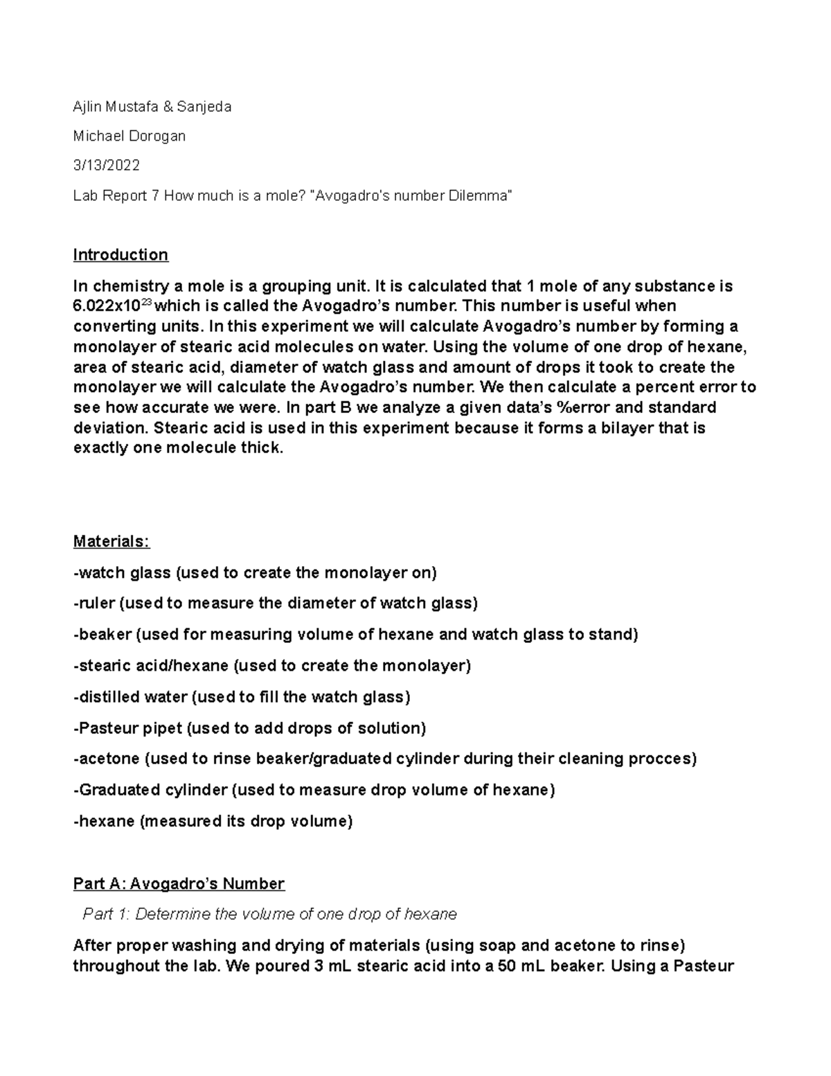 Lab 7 report - Copy - CHEM 106 - Hunter College - Studocu