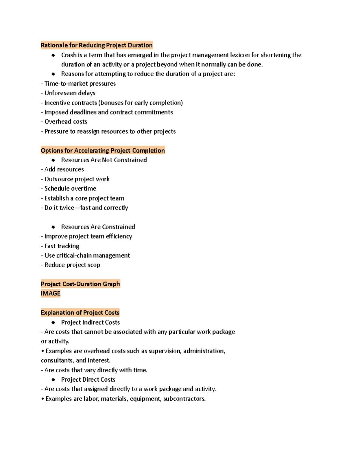 Week 9 - Ch 9 - Reducing Project Duration - Rationale for Reducing Project Duration Crash is a ...