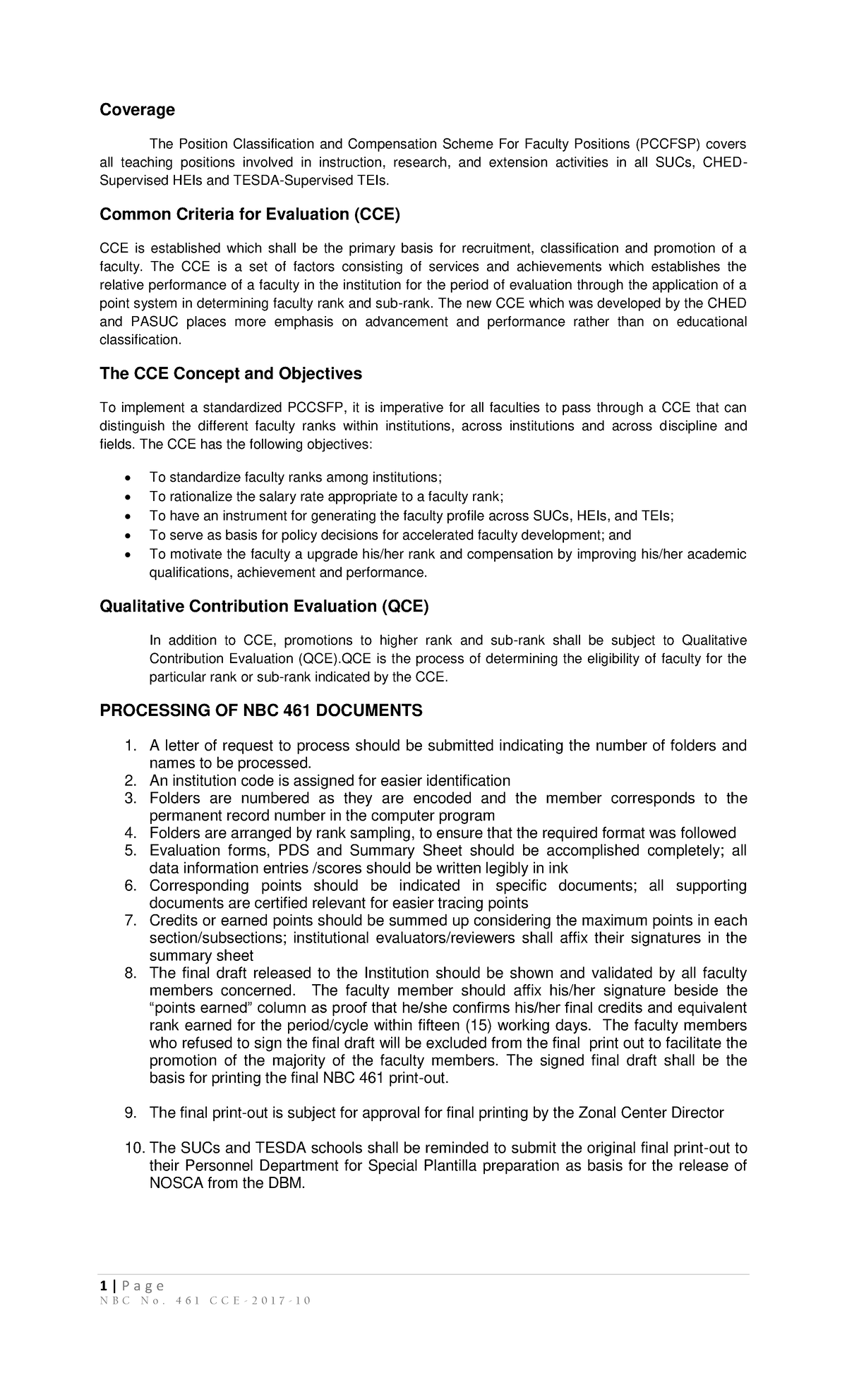 7 A Cycle Final CCE Guidelines 1 - 1 | P a g e Coverage The Position ...