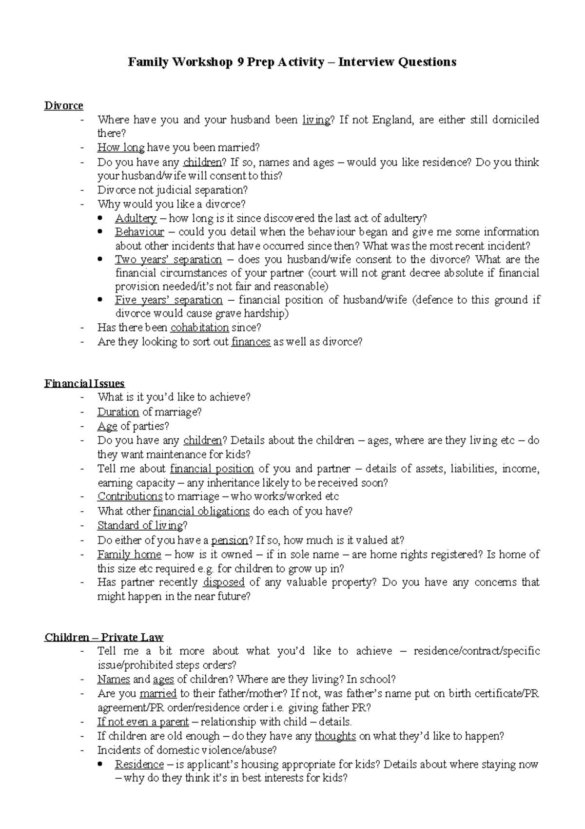 Family Law Practice Workshop 9 Family Workshop 9 Prep Activity family-law-practice-workshop-9-family-workshop-9-prep-activity