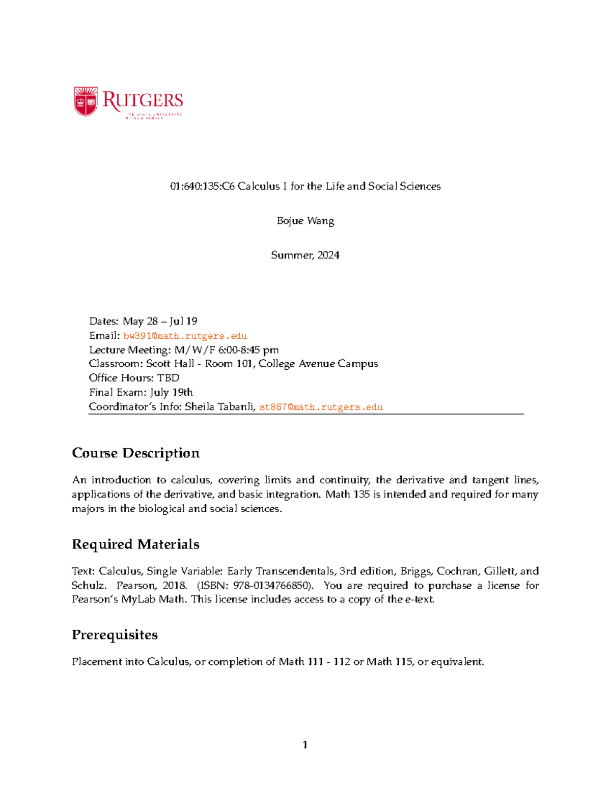 Syllabus 135 C6 01 640 135 C6 Calculus I For The Life And Social