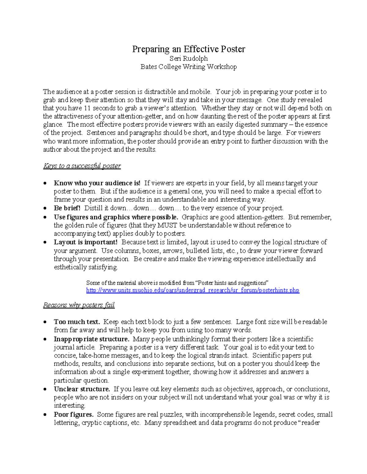 Making posters 2004 - POSTER - Preparing an Effective Poster Seri ...