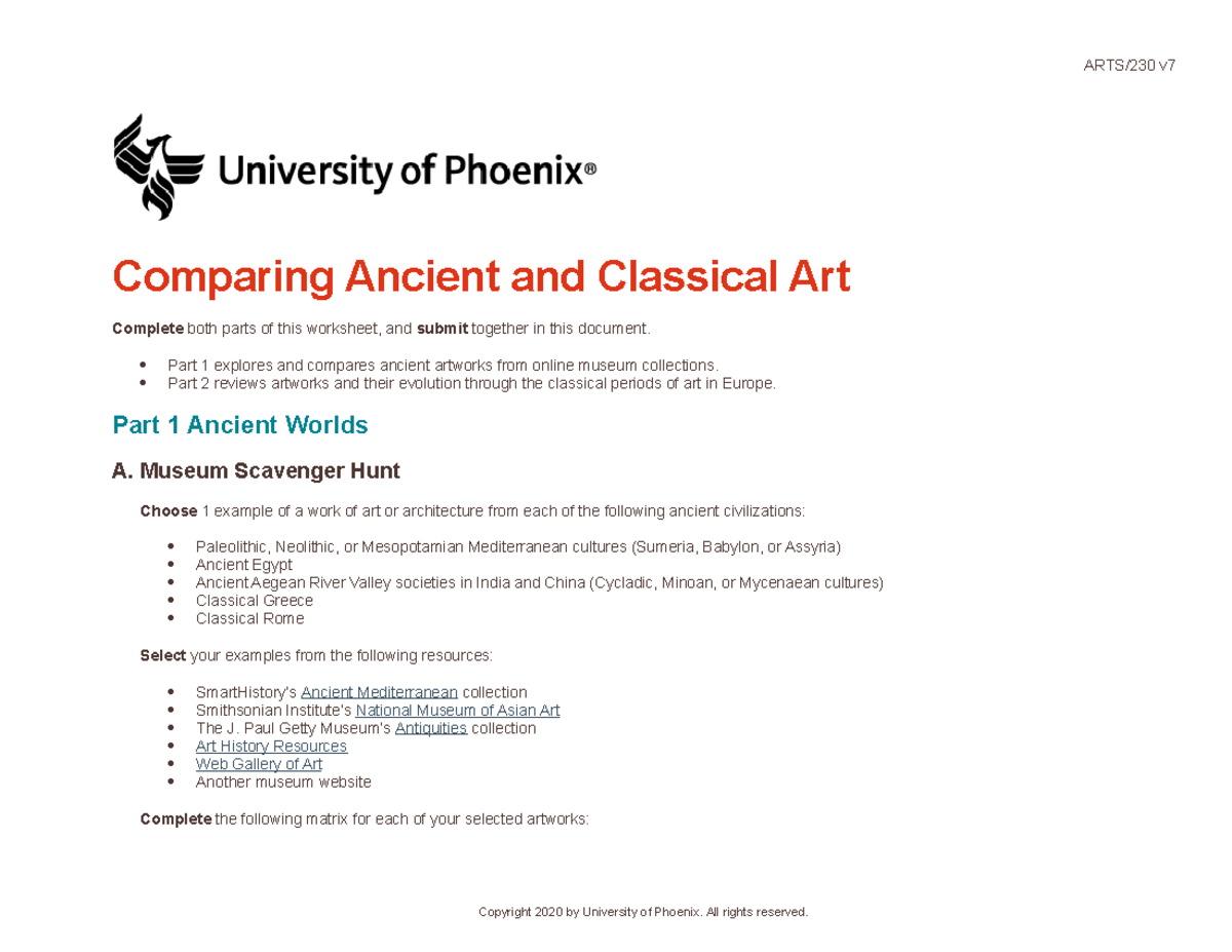Arts 230 wk 4 Comparing Ancient and Classical Art - ARTS/230 v ...