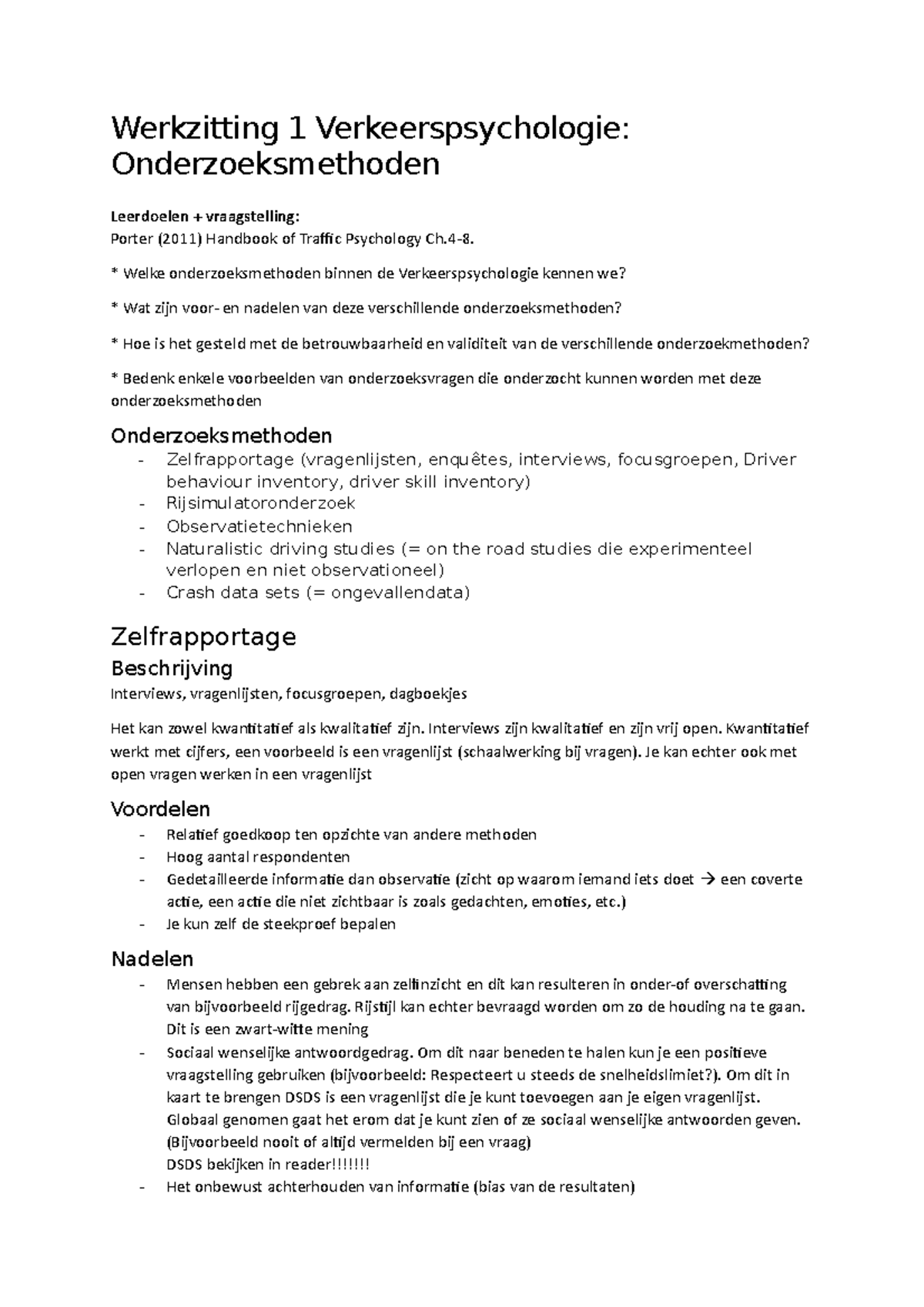 Werkzitting1oplossingen - Werkzitting 1 Verkeerspsychologie ...