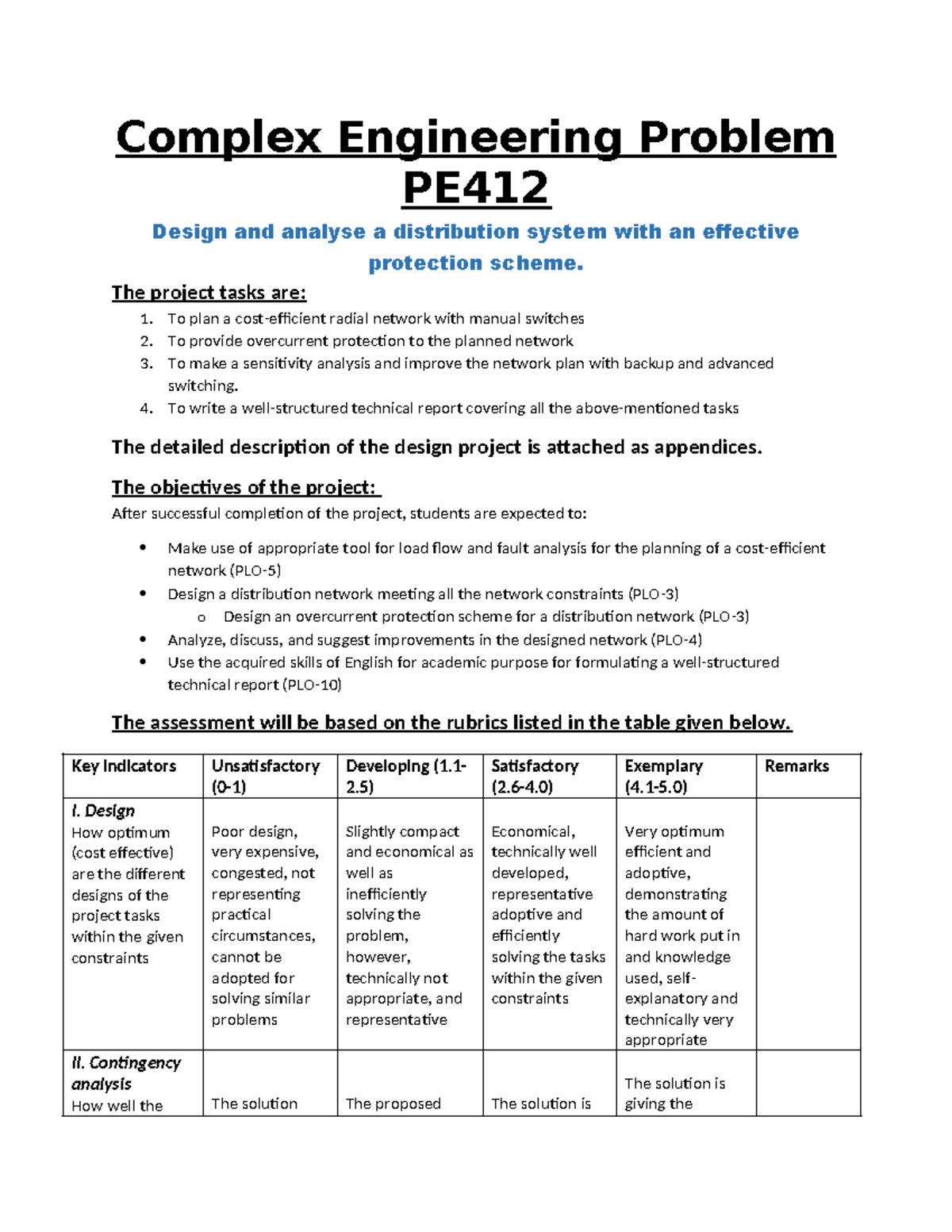 PE452-CEP - CEP - Complex Engineering Problem PE Design and analyse a ...