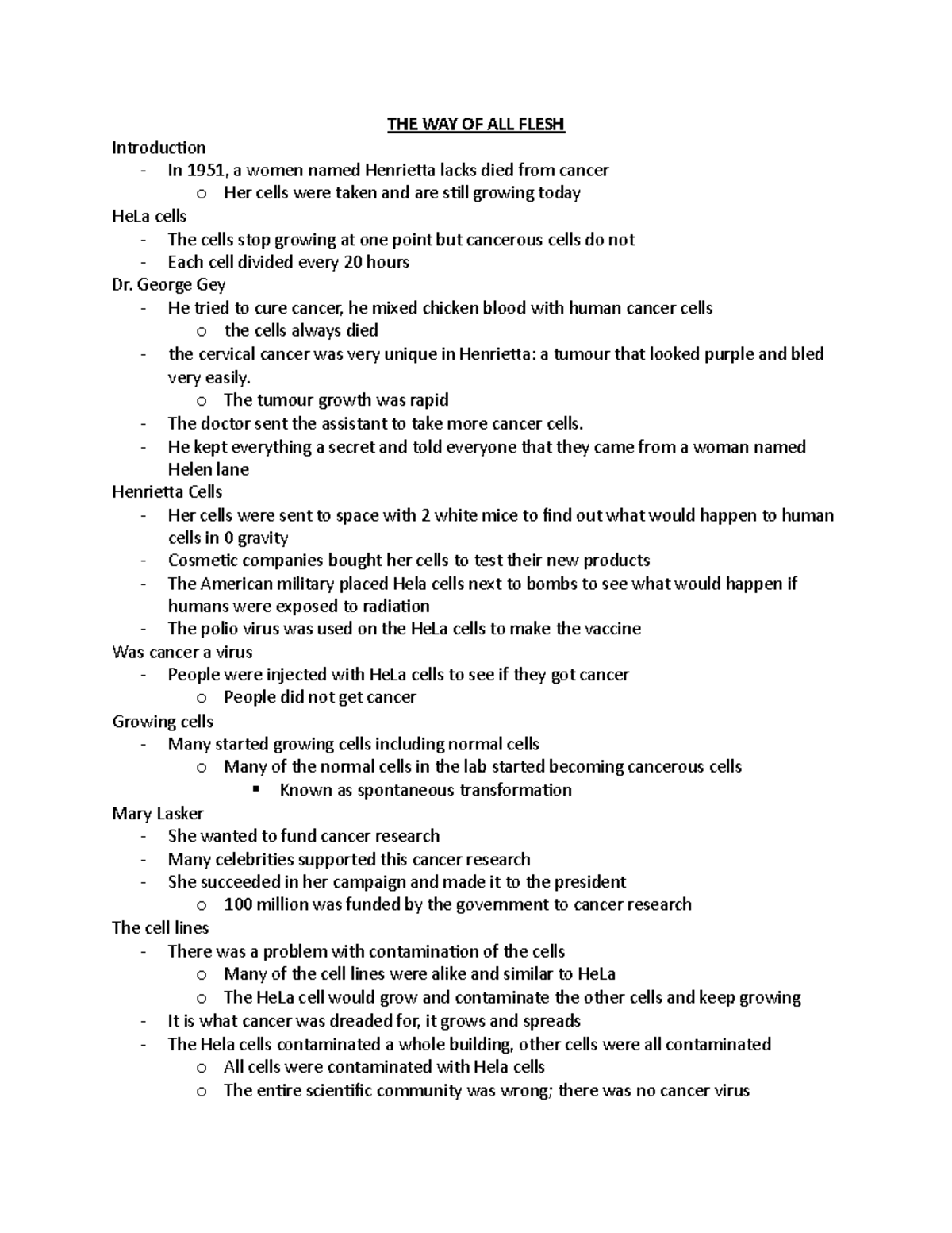 Documetary Notes - THE WAY OF ALL Flesh - THE WAY OF ALL FLESH ...