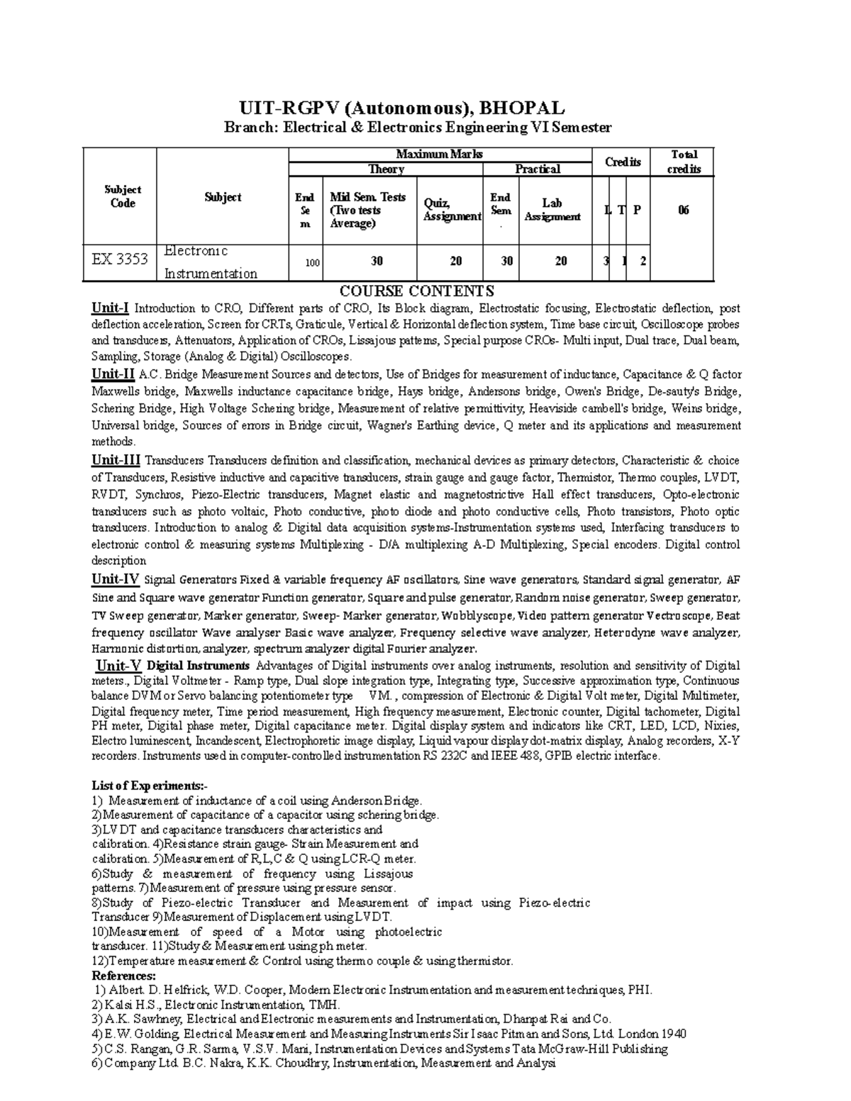 VI Semester EX Syllabus 161216054408 - UIT-RGPV (Autonomous), BHOPAL ...