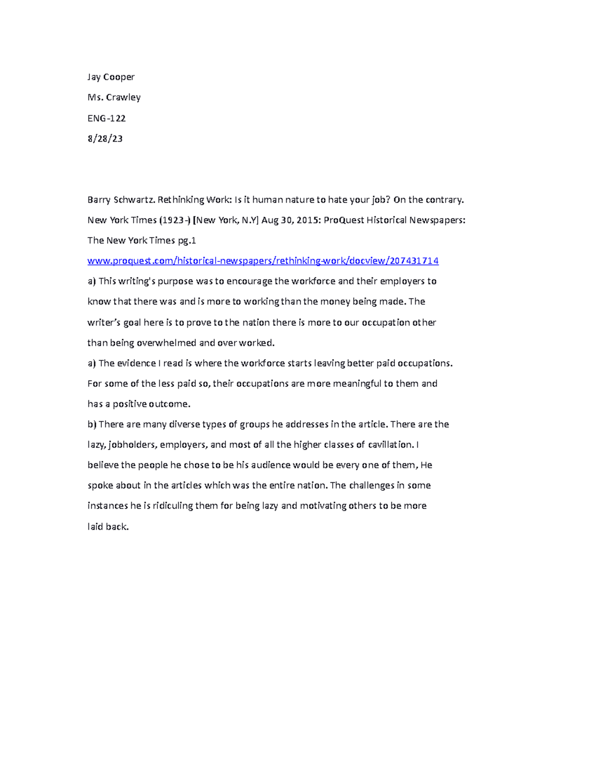 Document 1-6 start up - Taking note to Rethinking Work by Barry ...