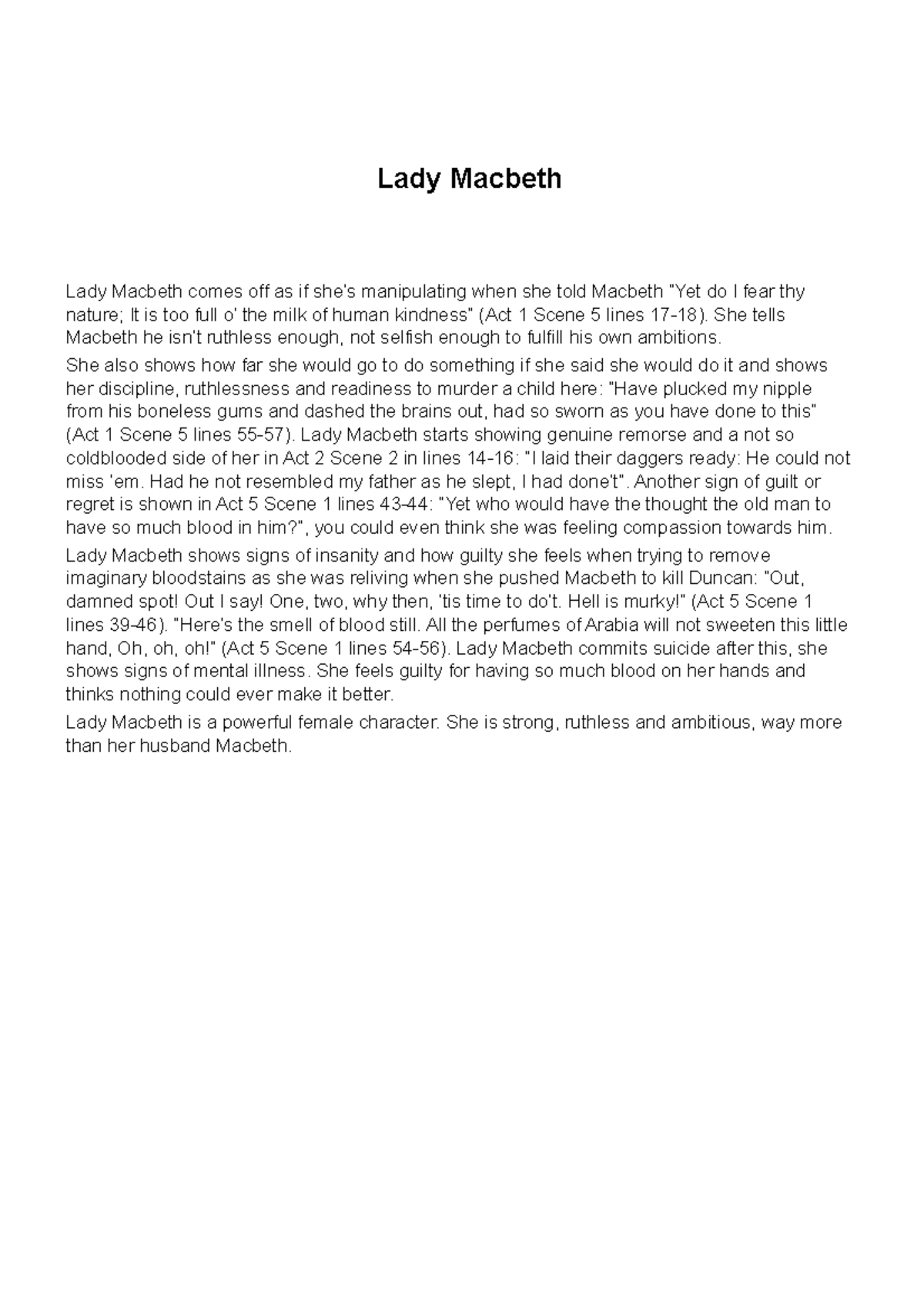 Lady Macbeth characterization - Lady Macbeth Lady Macbeth comes off as ...