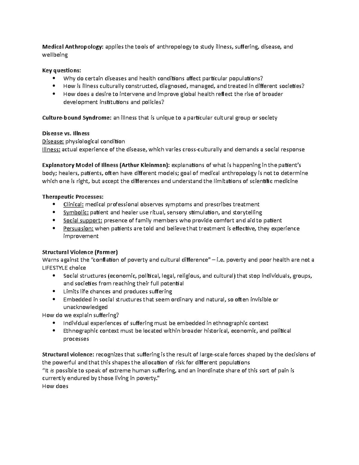 Medical Anthropology - Illness Disease: physiological condition Illness ...