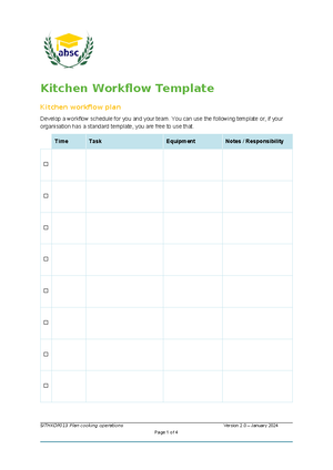 Sithkop 013 Student Assessment Tasks - SITHKOP013 Plan cooking operations- Student Assessment ...