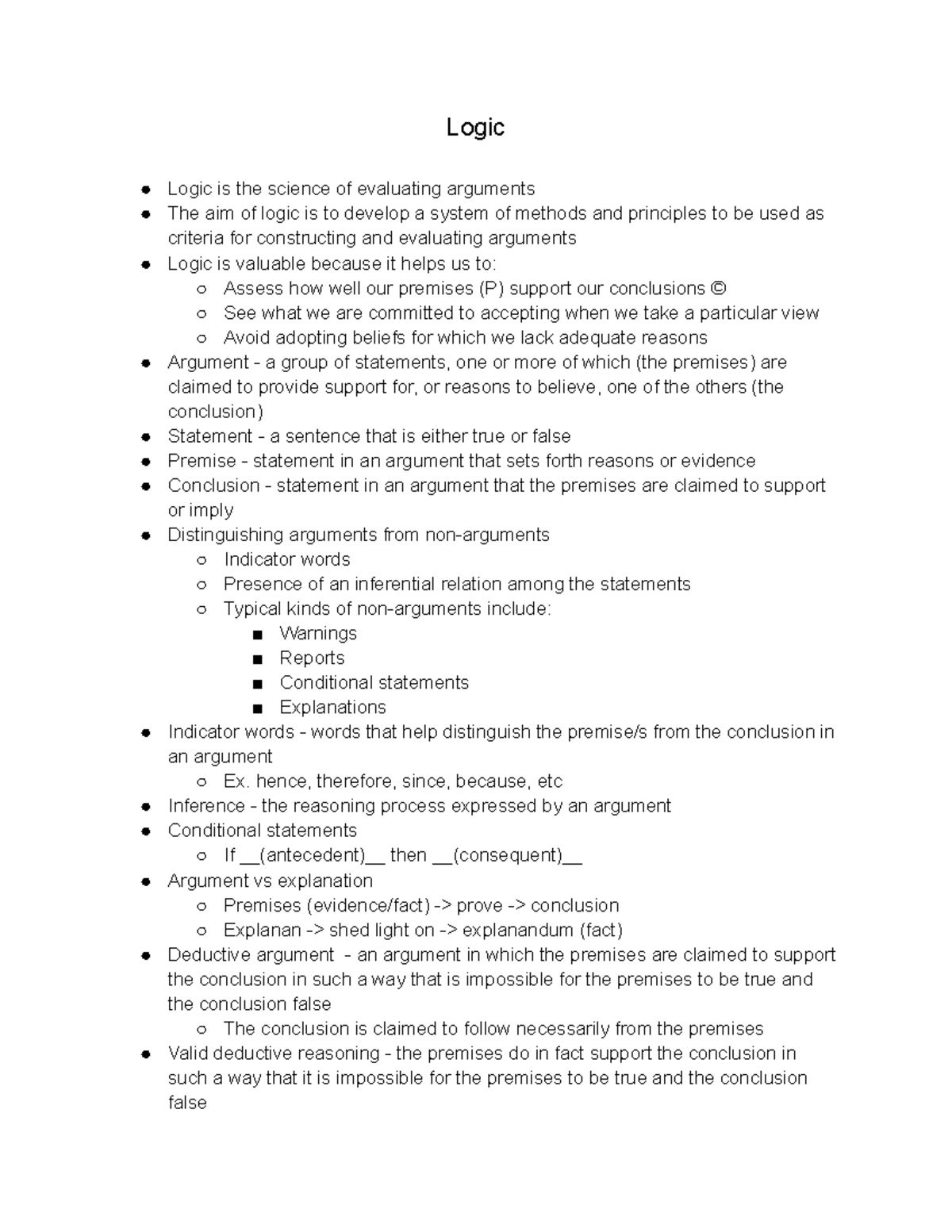 PHIL 11175 - Logic - Professor Rodney Roberts - Logic Logic is the science of evaluating ...