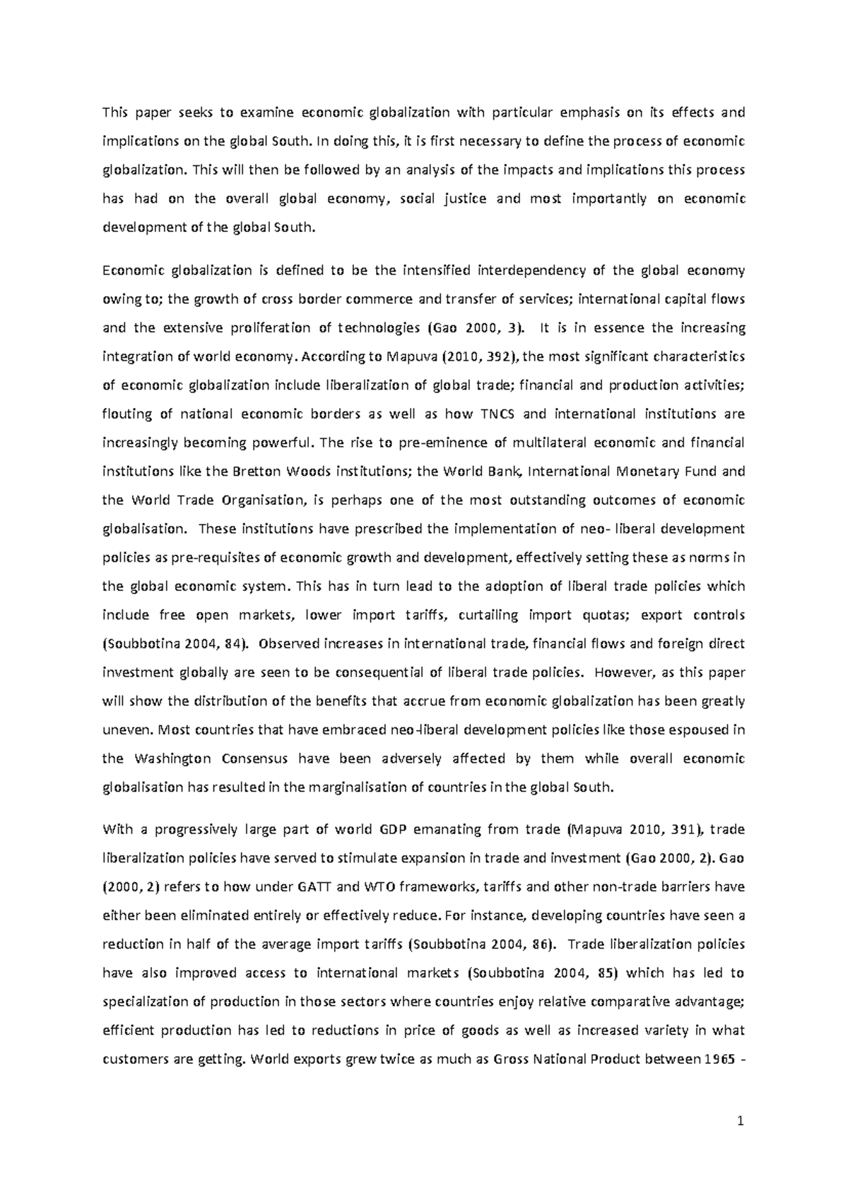An examination of economic globalization lecture - This paper seeks to ...