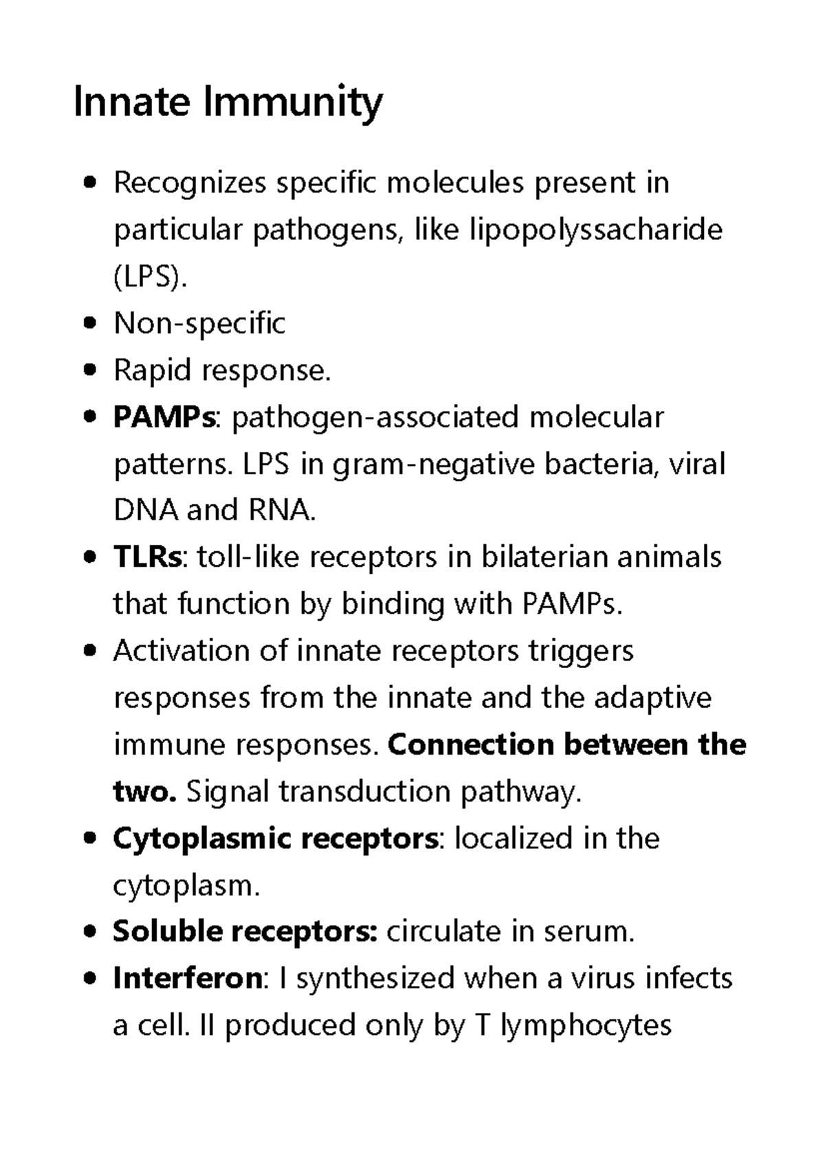 6. The Immune System - Dr. Mosley - Innate Immunity Recognizes specific ...