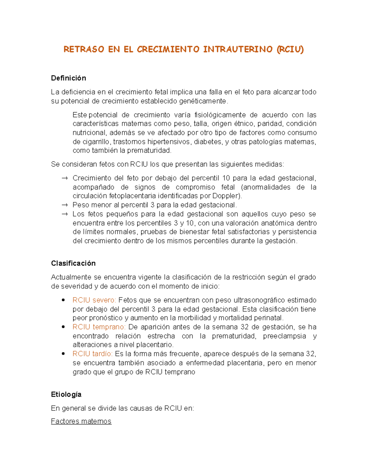 Retraso EN EL Crecimiento Intrauterino - RETRASO EN EL CRECIMIENTO ...