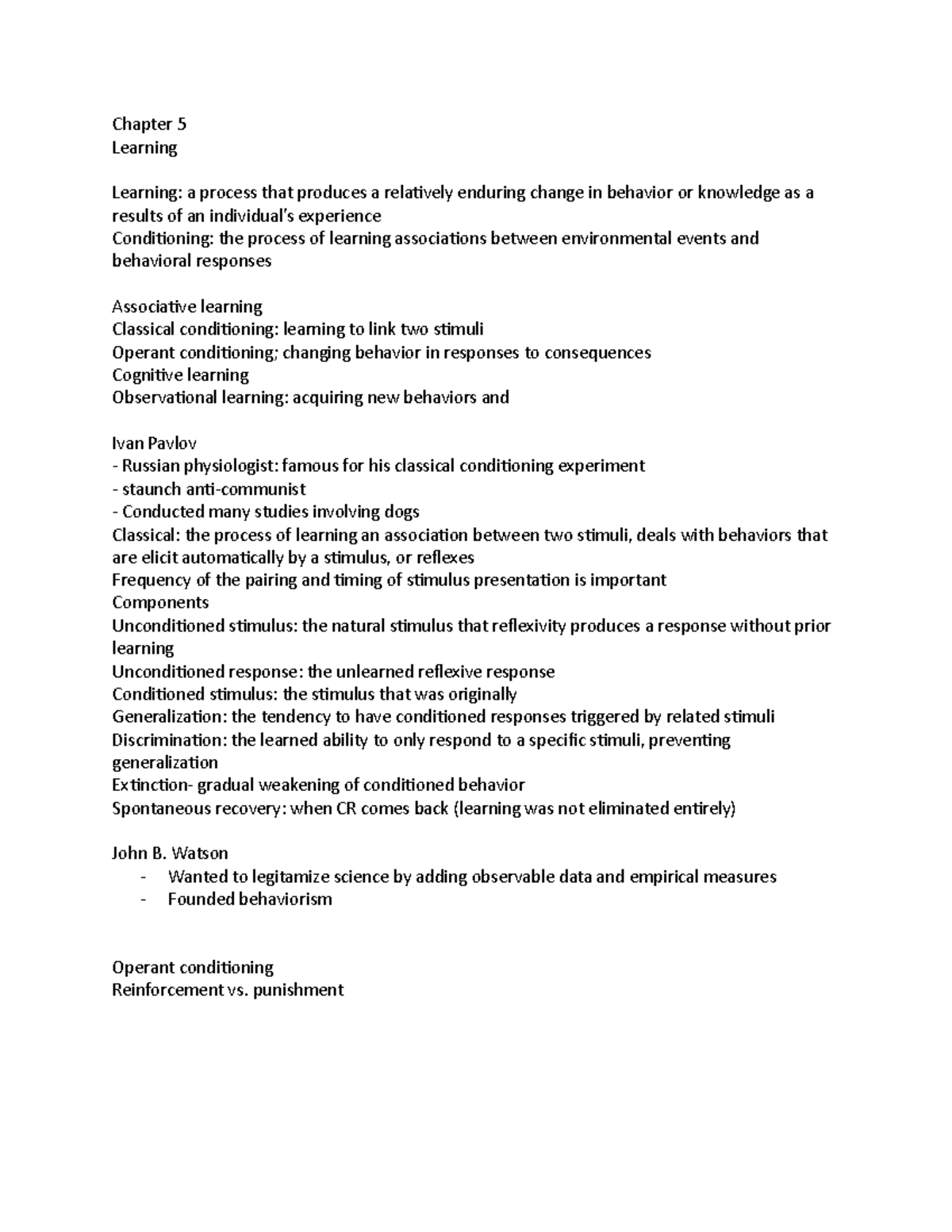 Chapter 5 - psyc 101- general psychology Edward Brautigan - Chapter 5 ...