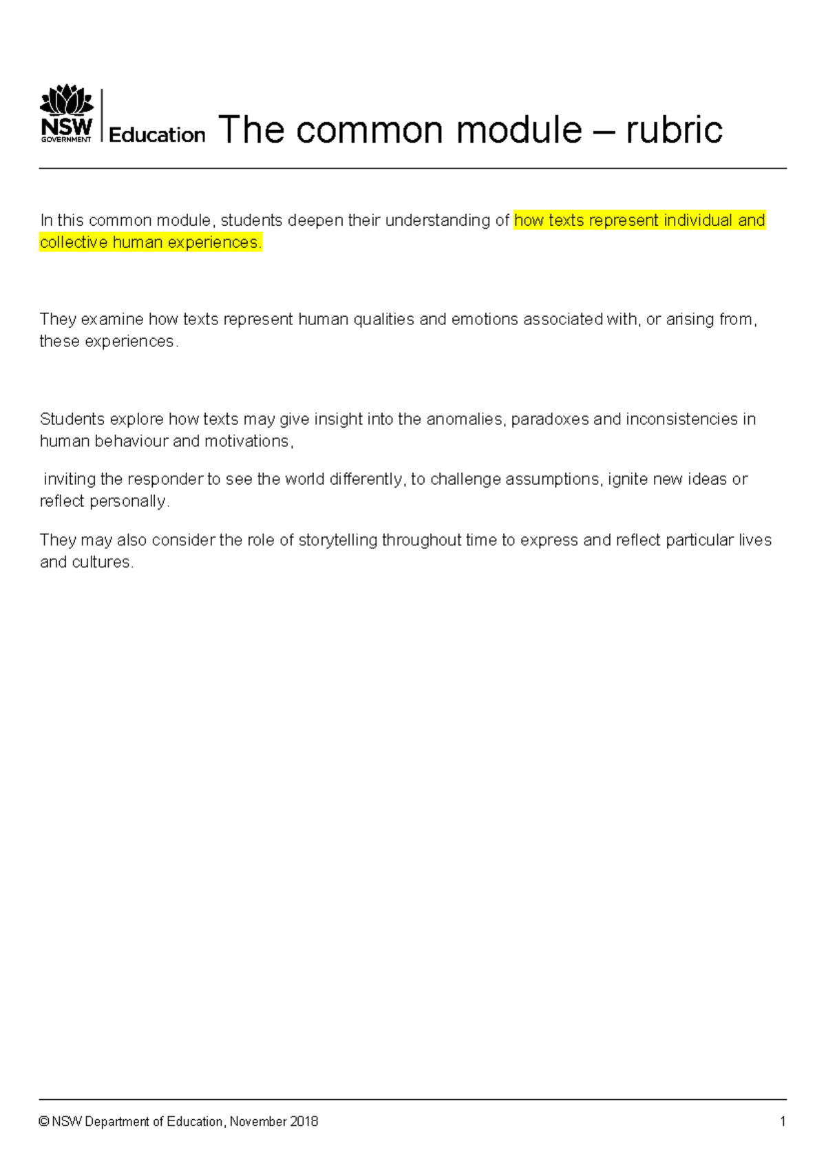 Rubric Common MOD - The common module – rubric In this common module ...