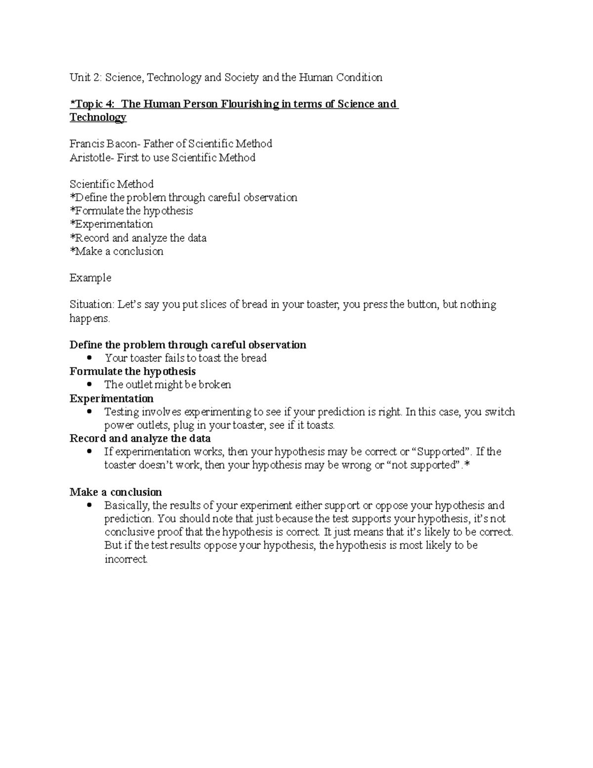 Unit 2 - ewan6 - Unit 2: Science, Technology and Society and the Human ...