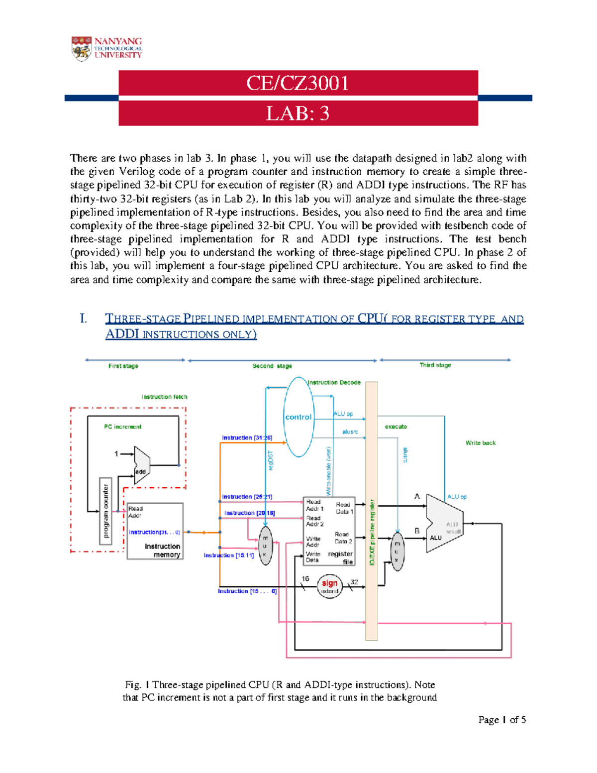CE CZ3001 Laboratory 3 - CE/CZ3001 LAB: 3 There are two phases in lab 3. In phase 1, you will ...