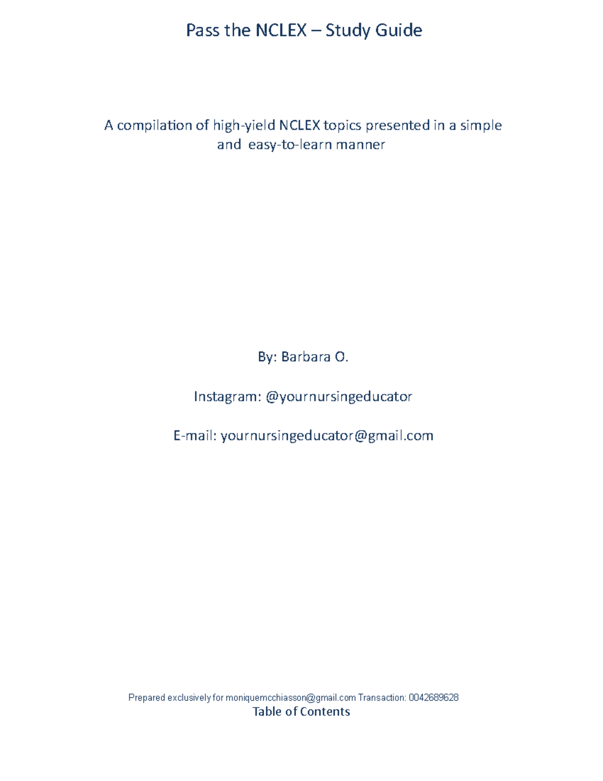 Nclex-Study Guide spring 2021 review - Pass the NCLEX – Study Guide A ...