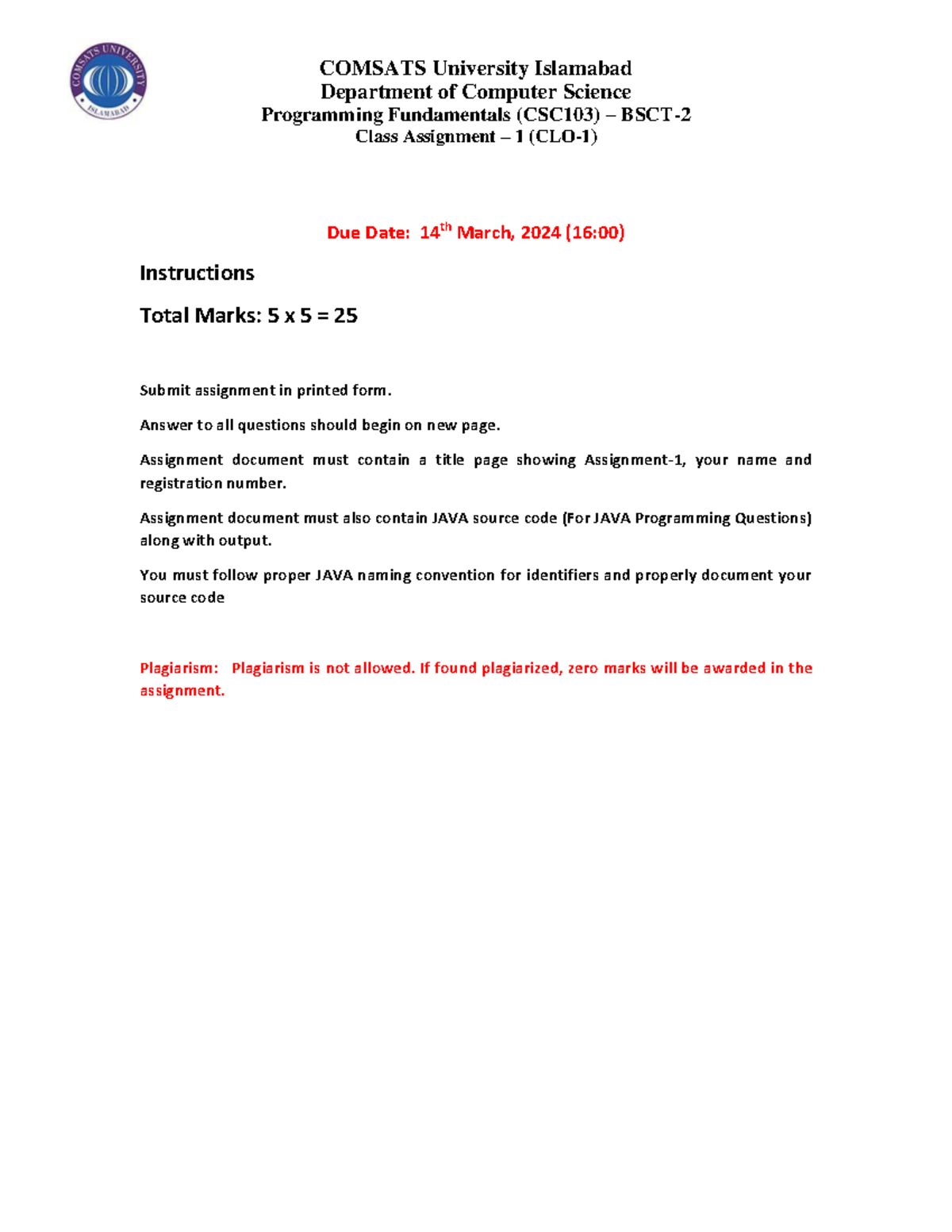 Class Assignment 1 Sp24 Department Of Computer Science Programming