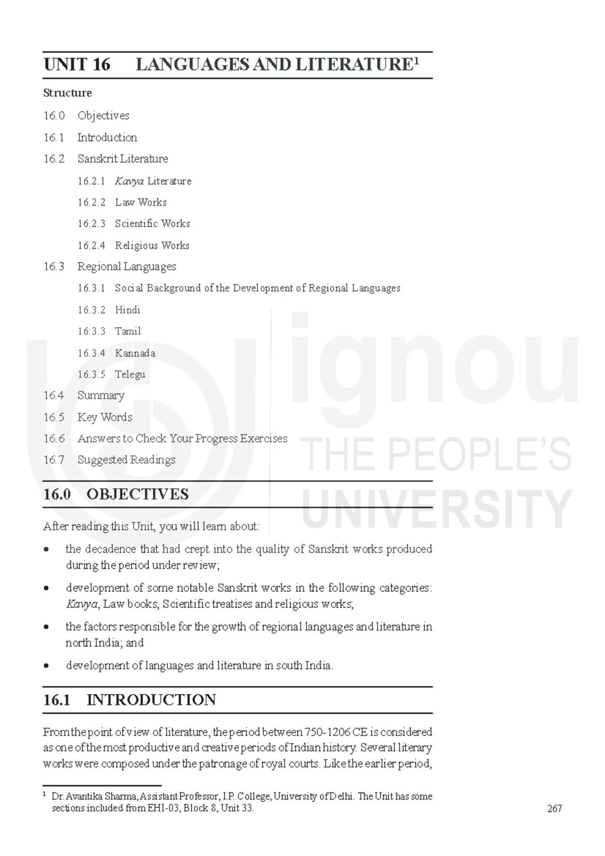 Unit-16 - History - 267 Languages and Literature UNIT 16 LANGUAGES AND LITERATURE 1 Structure 16 ...