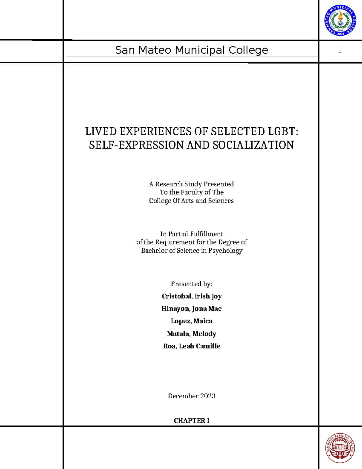 Chapter 1 -5 Qualititative Research Paper - LIVED EXPERIENCES OF ...