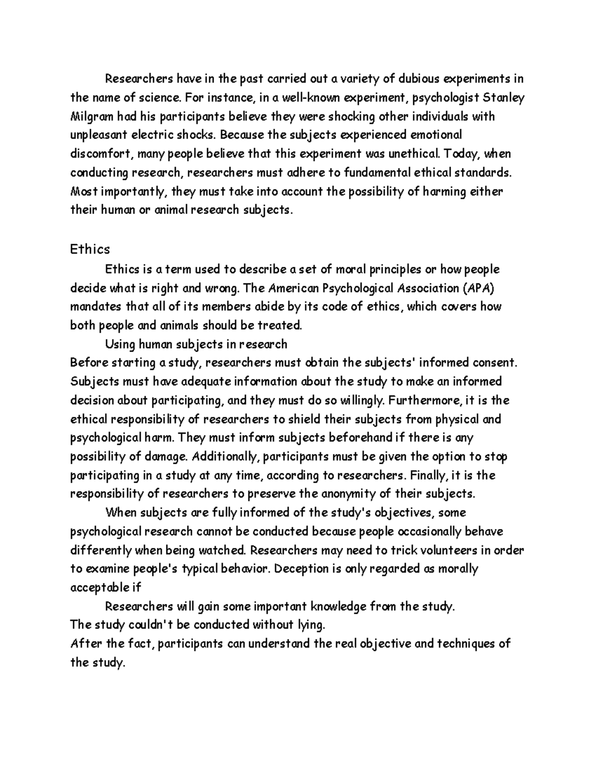 Ethical Considerations - Researchers have in the past carried out a ...